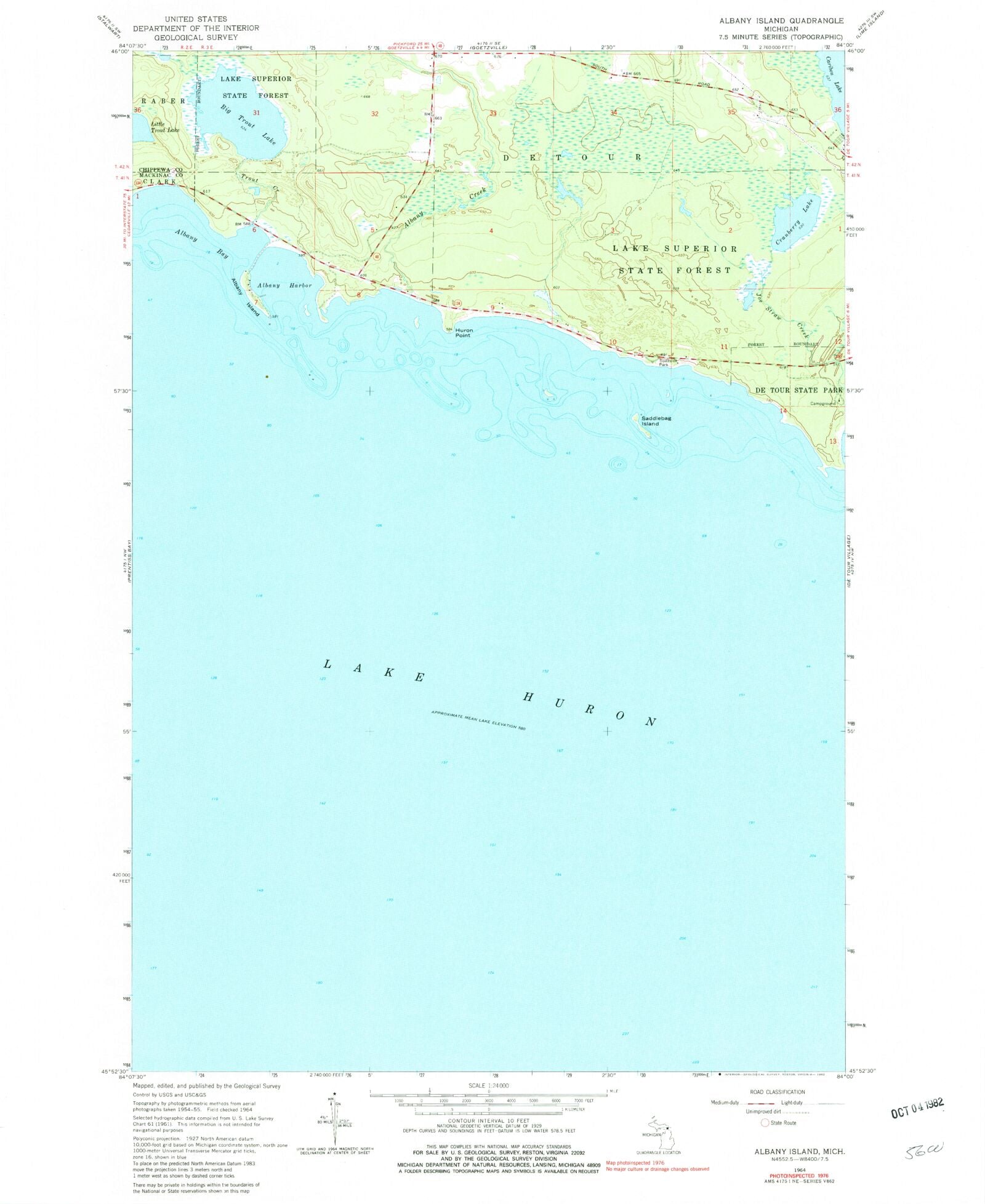 Classic USGS Albany Island Michigan 7.5'x7.5' Topo Map – MyTopo Map Store