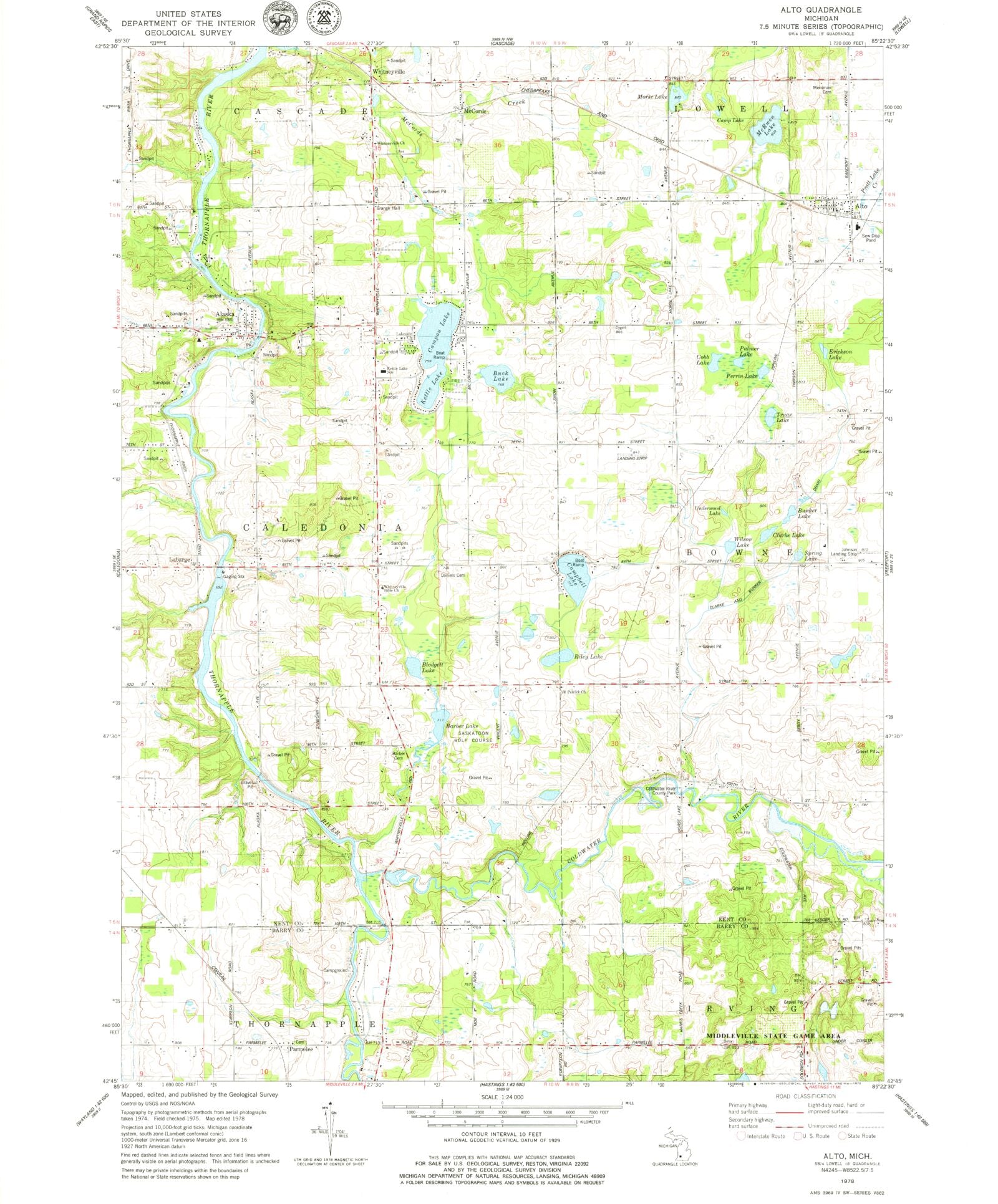 Classic USGS Alto Michigan 7.5'x7.5' Topo Map – MyTopo Map Store