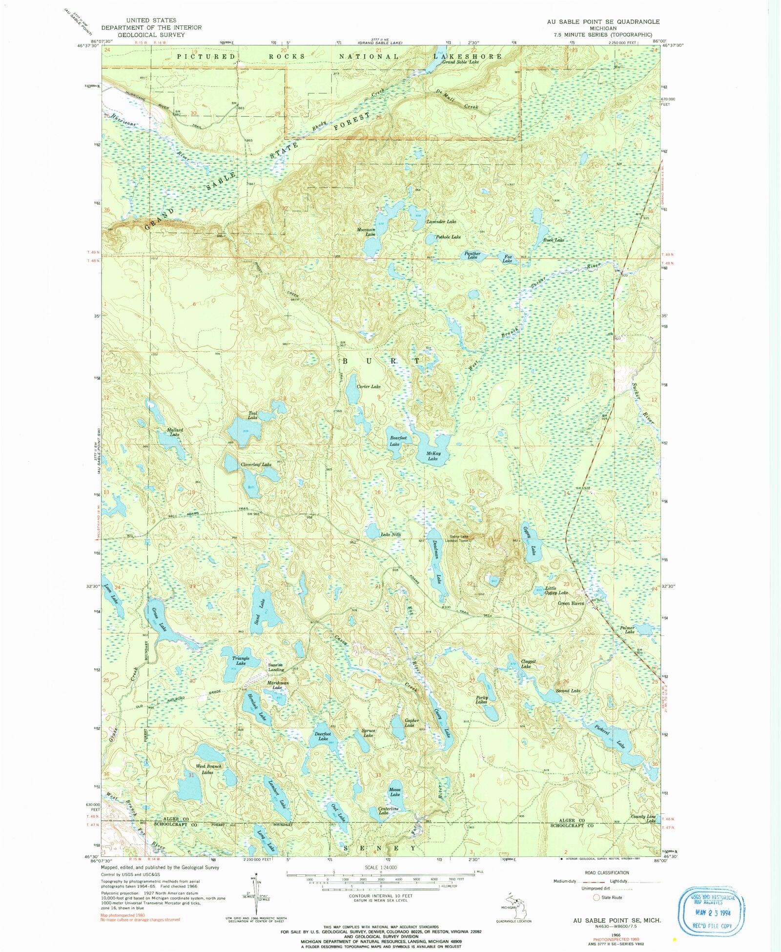 Classic USGS Au Sable Point SE Michigan 7.5'x7.5' Topo Map – MyTopo Map ...