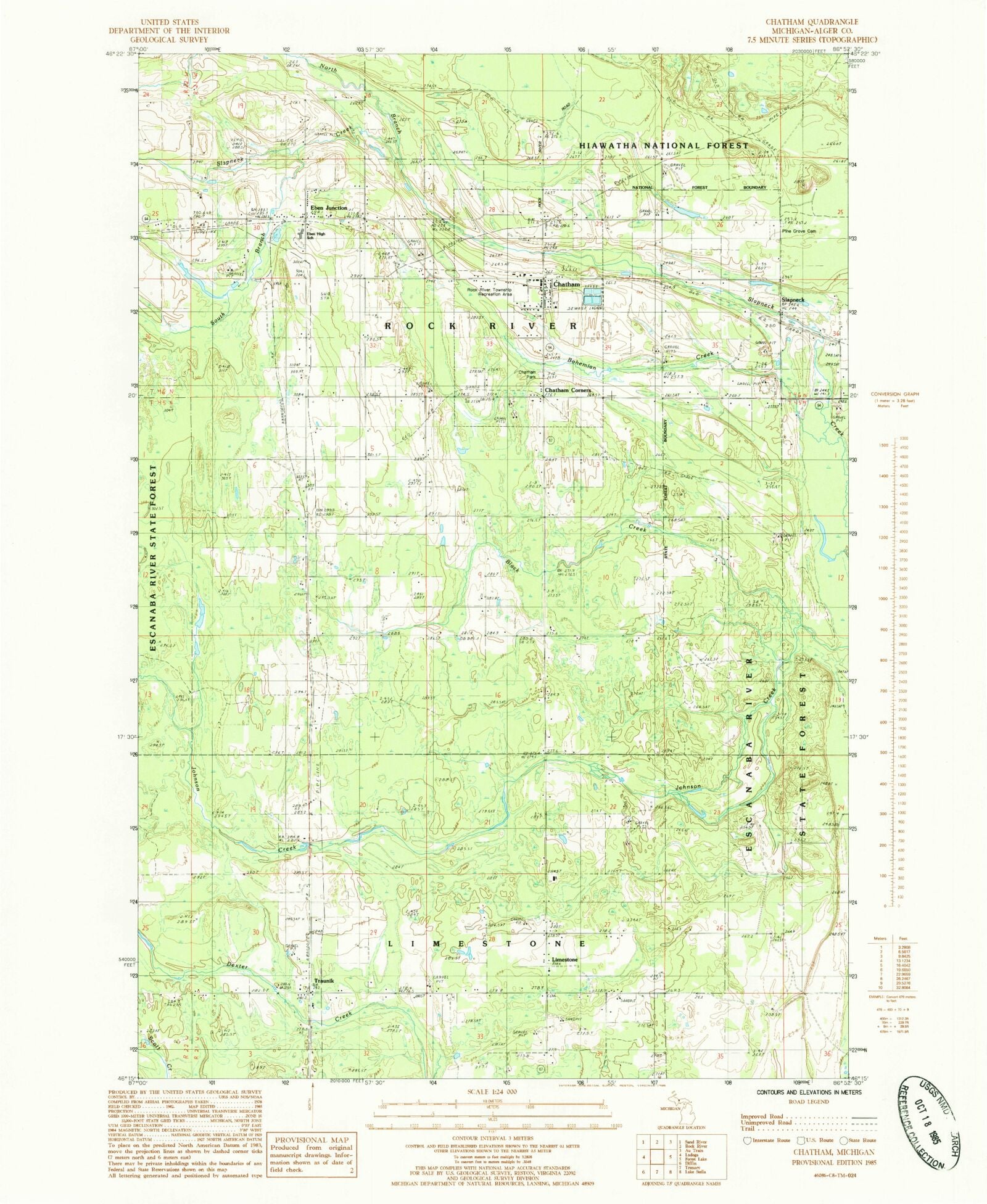 Classic USGS Chatham Michigan 7.5'x7.5' Topo Map – MyTopo Map Store