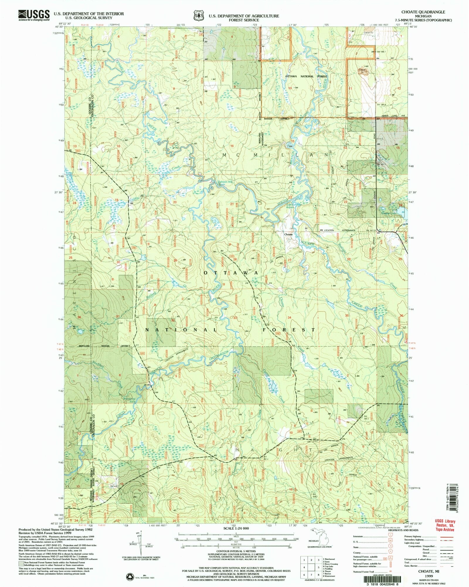 Classic USGS Choate Michigan 7.5'x7.5' Topo Map – MyTopo Map Store