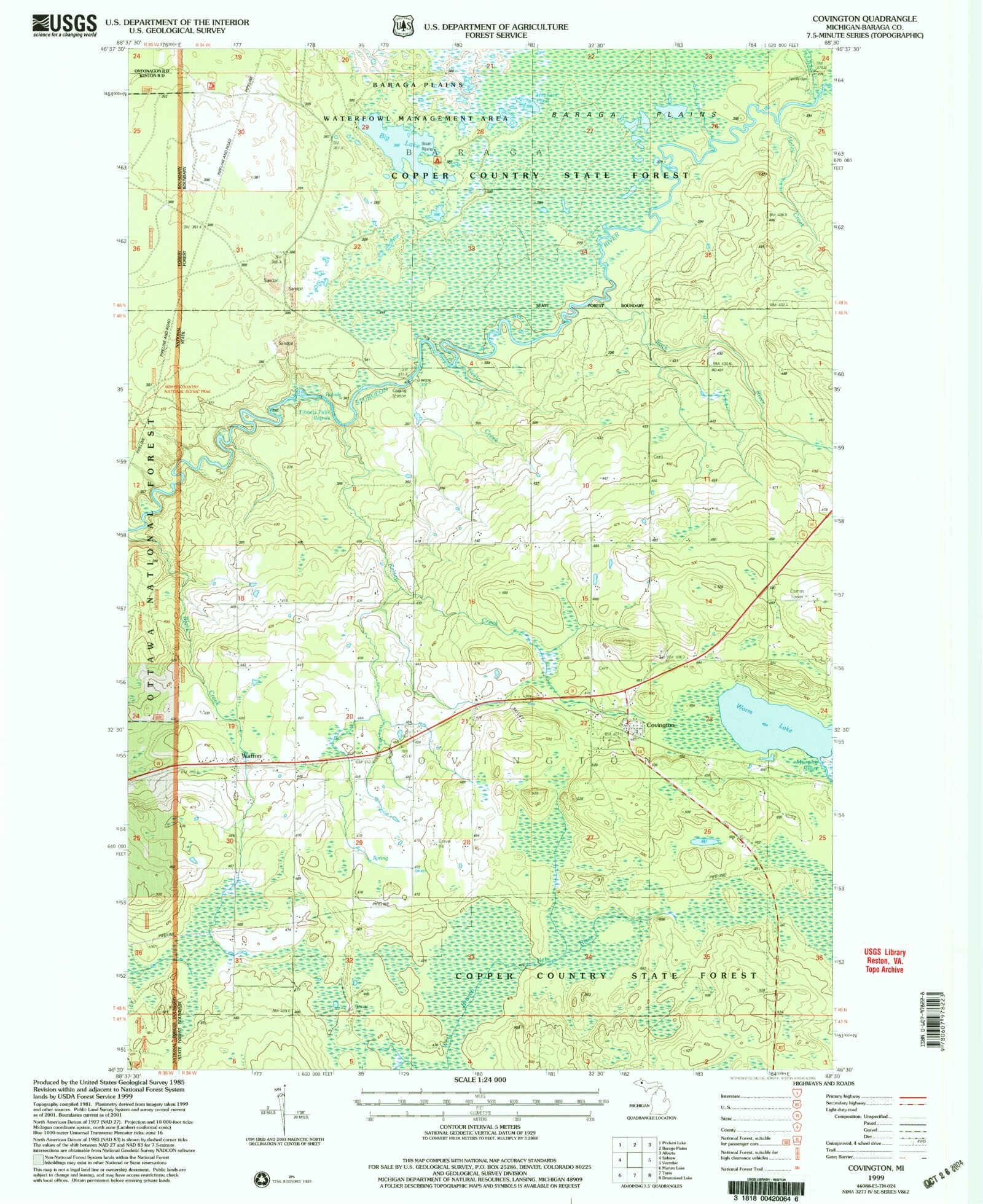 Classic USGS Covington Michigan 7.5'x7.5' Topo Map – MyTopo Map Store