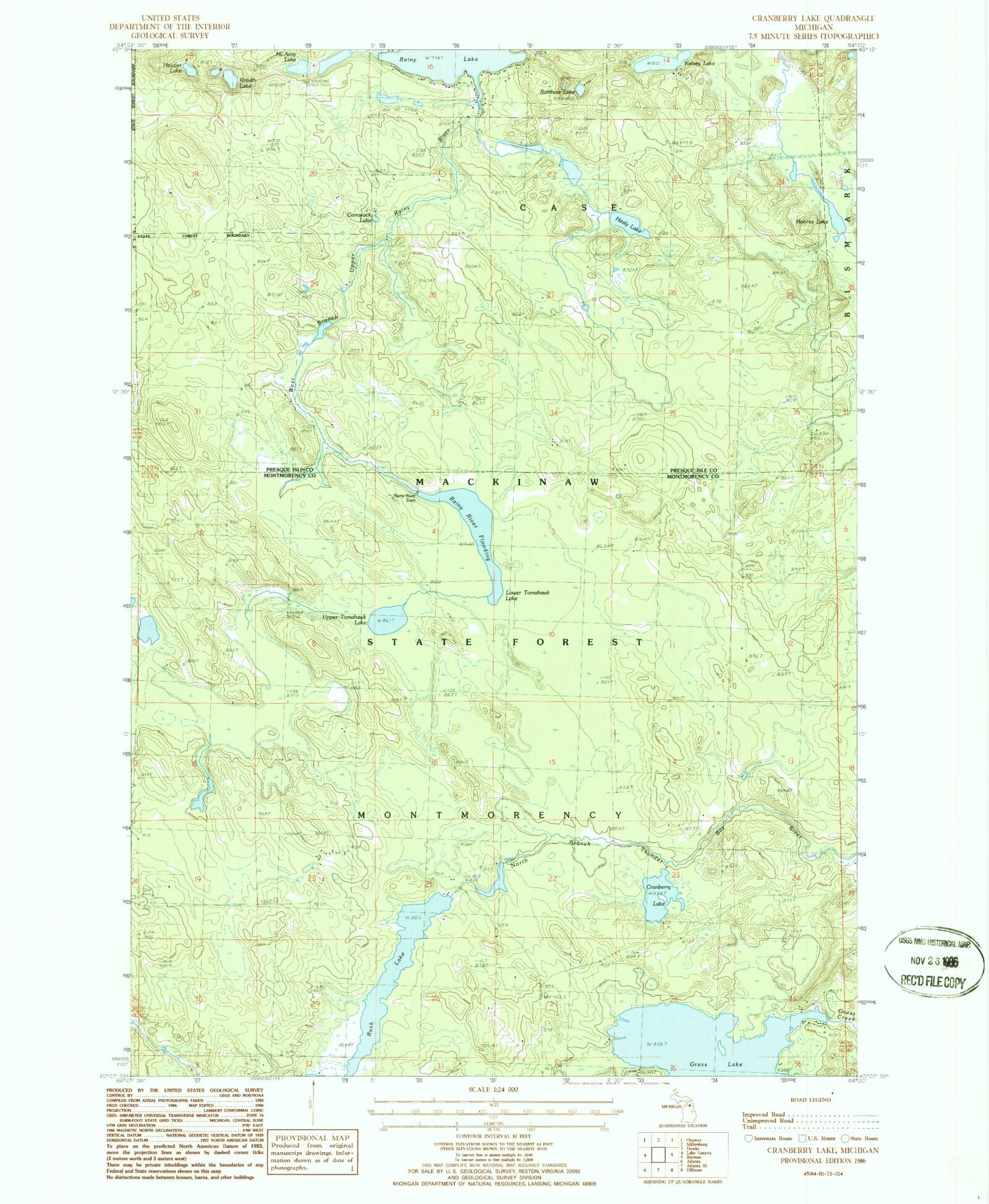 Classic USGS Cranberry Lake Michigan 7.5'x7.5' Topo Map – MyTopo Map Store