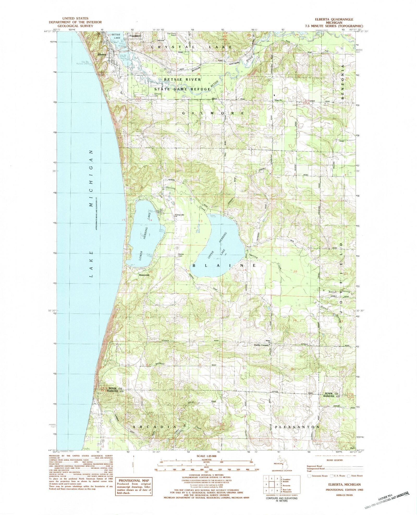 Classic USGS Elberta Michigan 7.5'x7.5' Topo Map – MyTopo Map Store