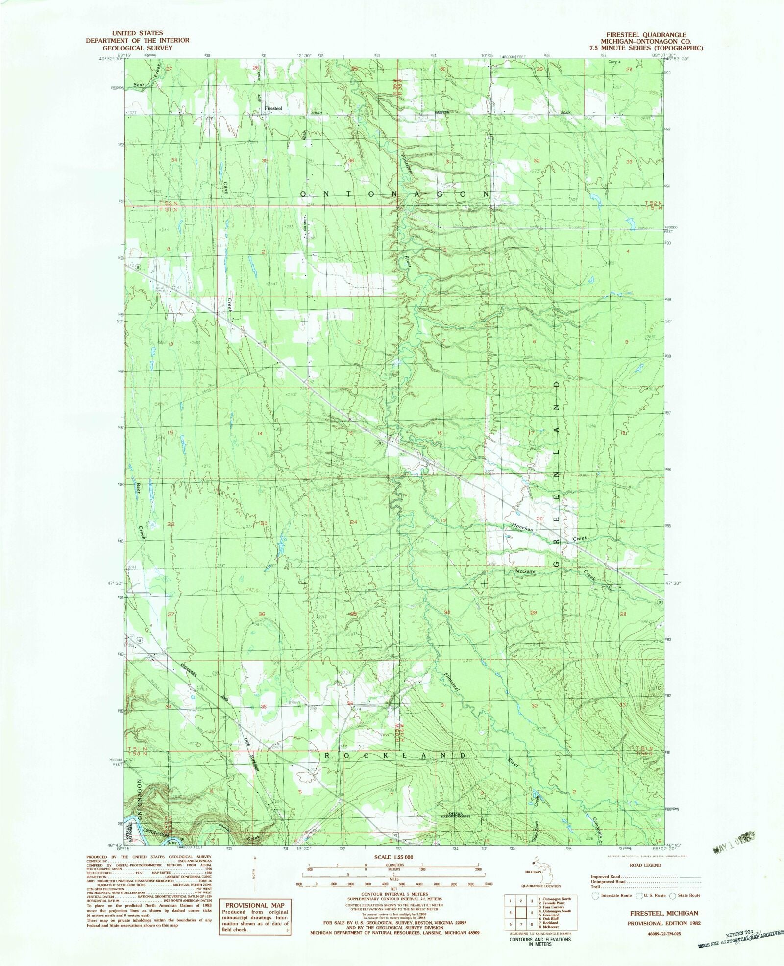 Classic USGS Firesteel Michigan 7.5'x7.5' Topo Map – MyTopo Map Store