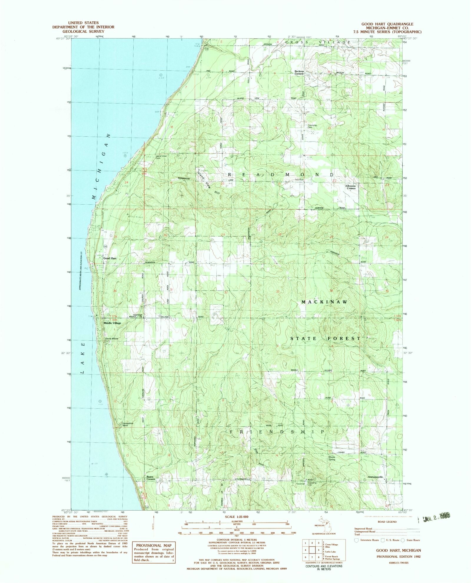 Classic USGS Good Hart Michigan 7.5'x7.5' Topo Map – MyTopo Map Store