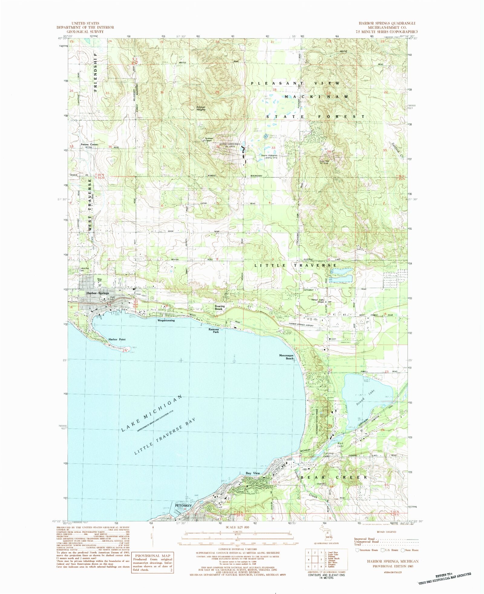 Classic USGS Harbor Springs Michigan 7.5'x7.5' Topo Map – MyTopo Map Store