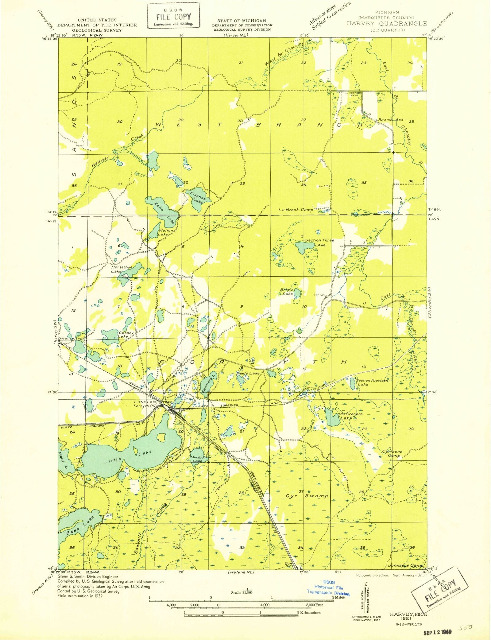 Classic USGS Little Lake Michigan 7.5'x7.5' Topo Map – MyTopo Map Store