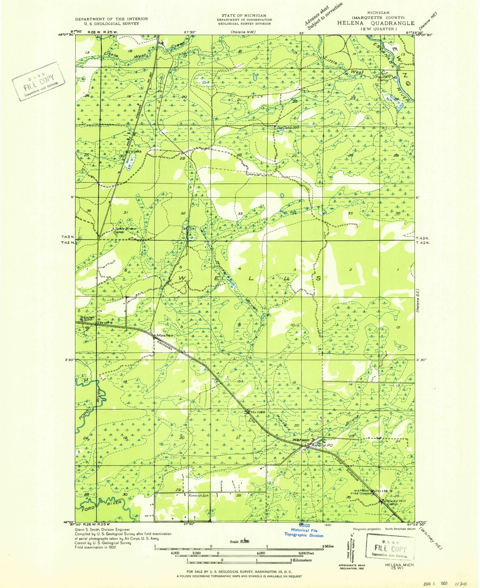 Classic USGS Arnold Michigan 7.5'x7.5' Topo Map – MyTopo Map Store