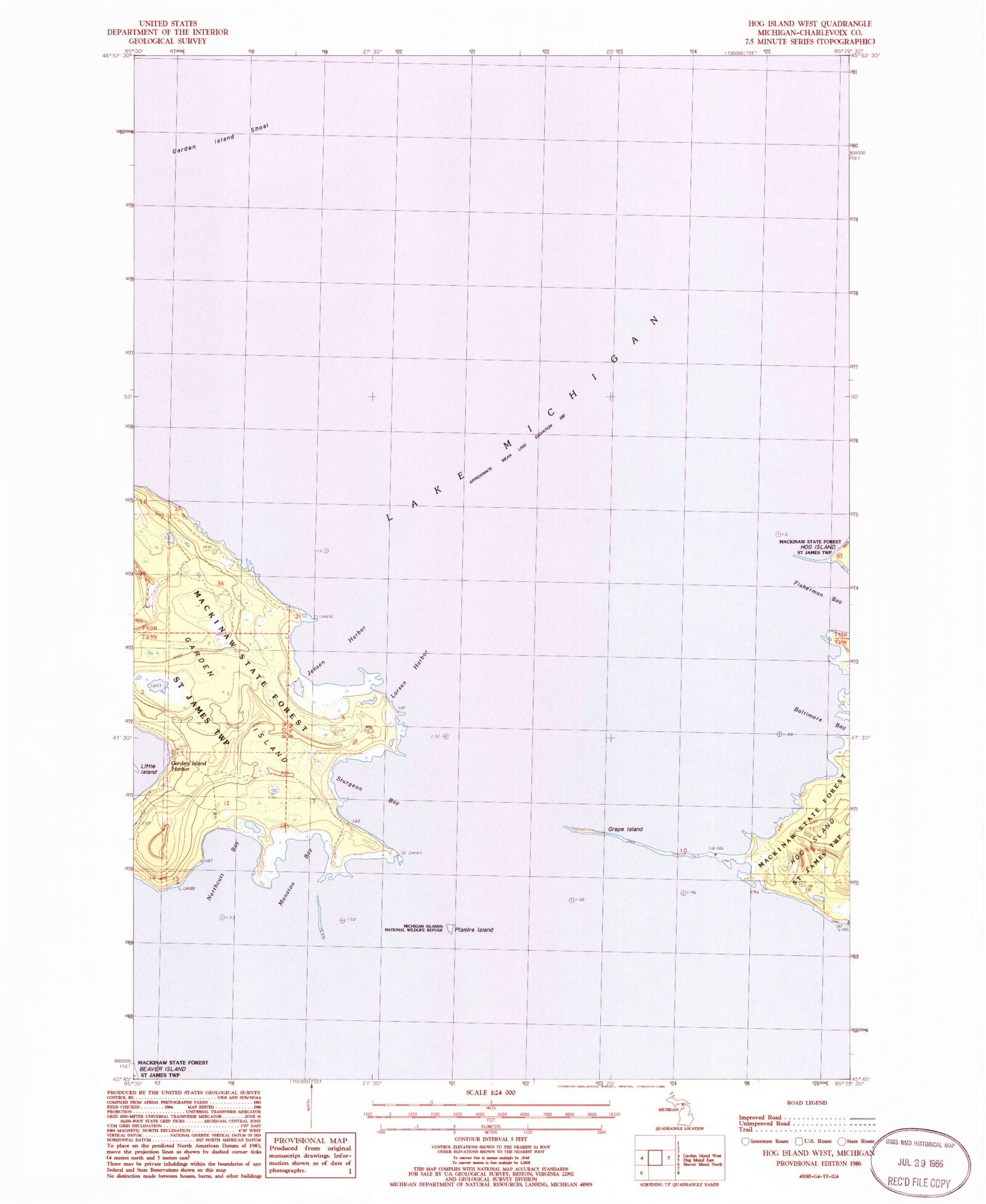 Classic USGS Hog Island West Michigan 7.5'x7.5' Topo Map – MyTopo Map Store