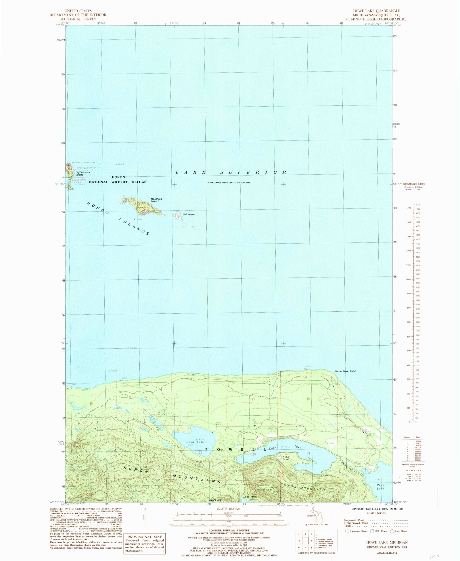 Classic USGS Howe Lake Michigan 7.5'x7.5' Topo Map – MyTopo Map Store