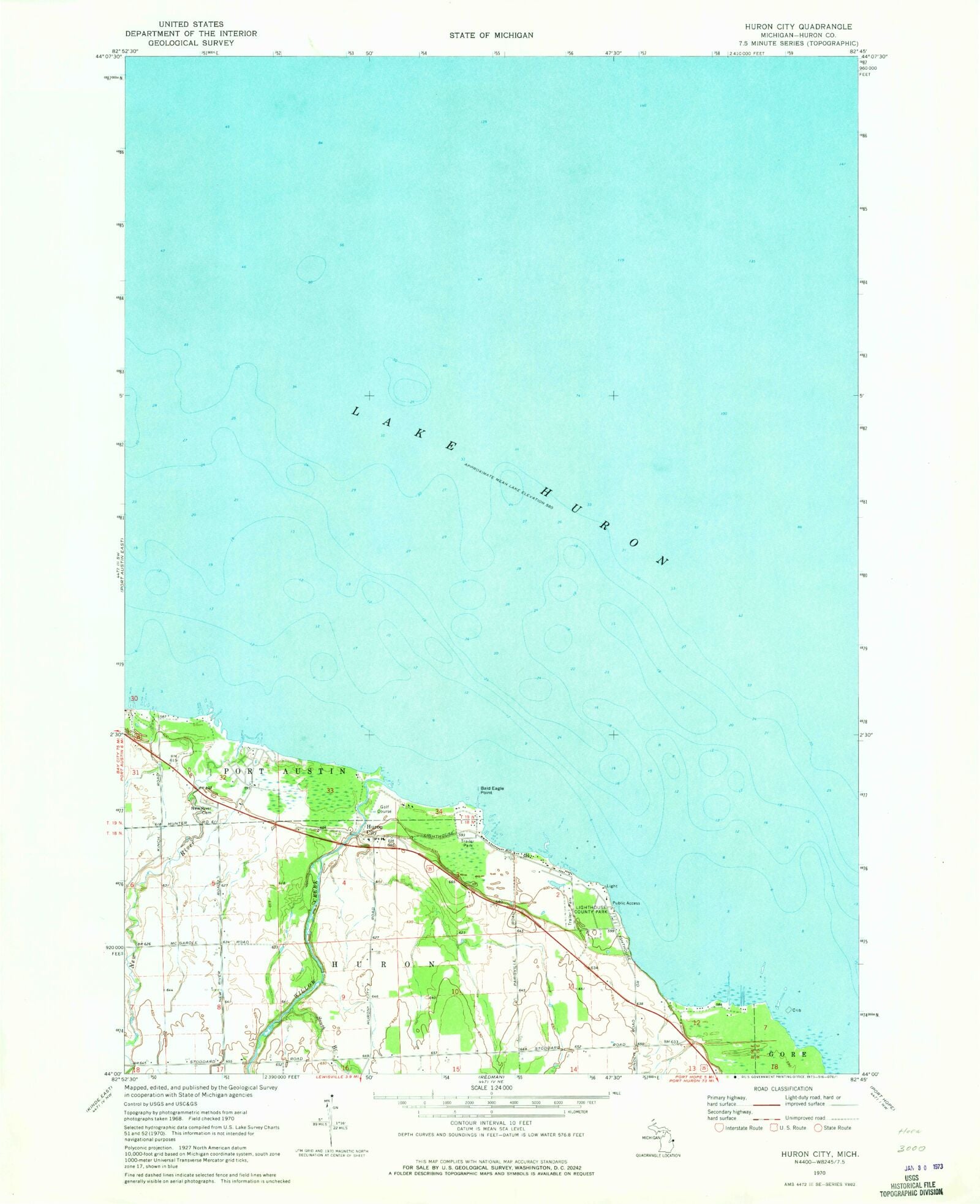 Classic USGS Huron City Michigan 7.5'x7.5' Topo Map – MyTopo Map Store