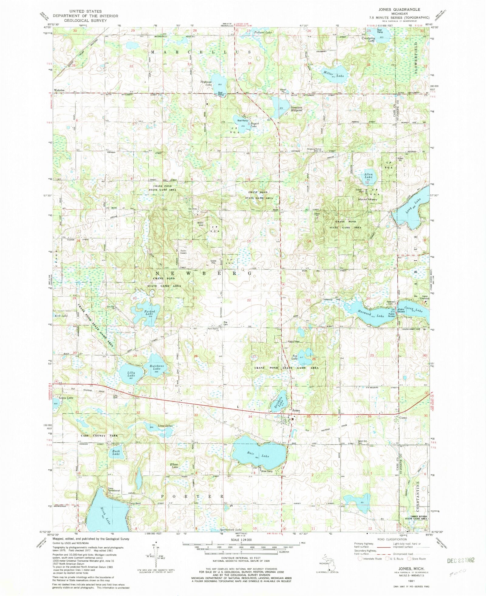 Classic USGS Jones Michigan 7.5'x7.5' Topo Map – MyTopo Map Store