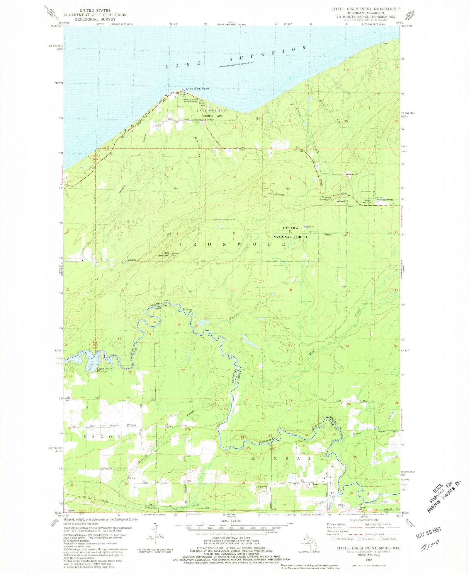 Classic USGS Little Girls Point Michigan 7.5'x7.5' Topo Map – MyTopo ...