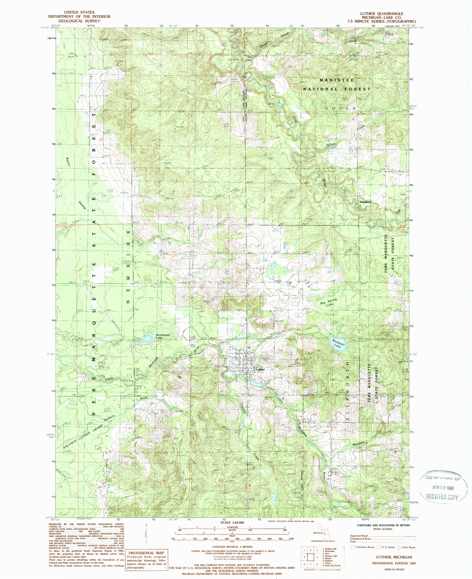 Classic USGS Luther Michigan 7.5'x7.5' Topo Map – MyTopo Map Store