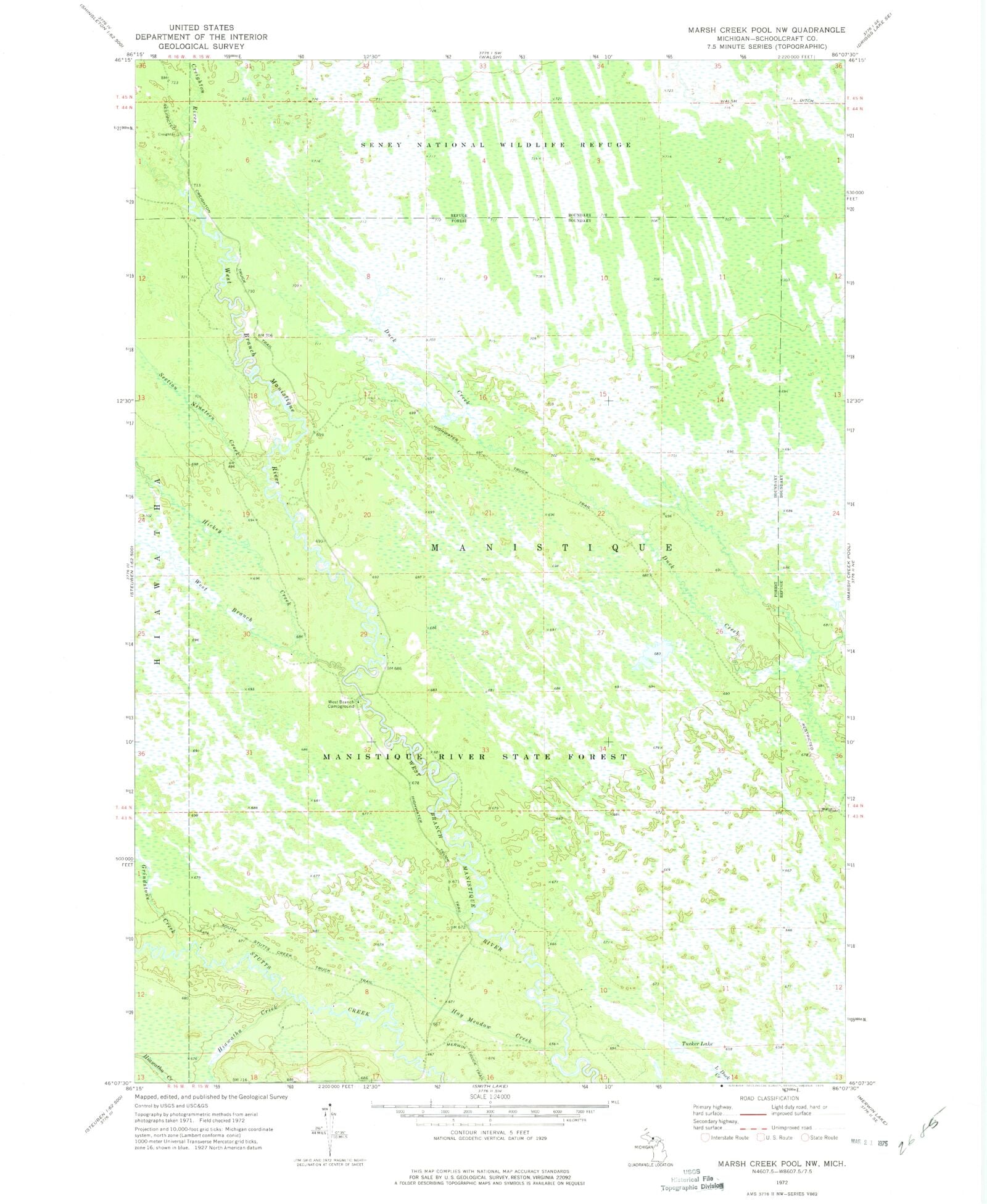 Classic USGS Marsh Creek Pool NW Michigan 7.5'x7.5' Topo Map – MyTopo ...