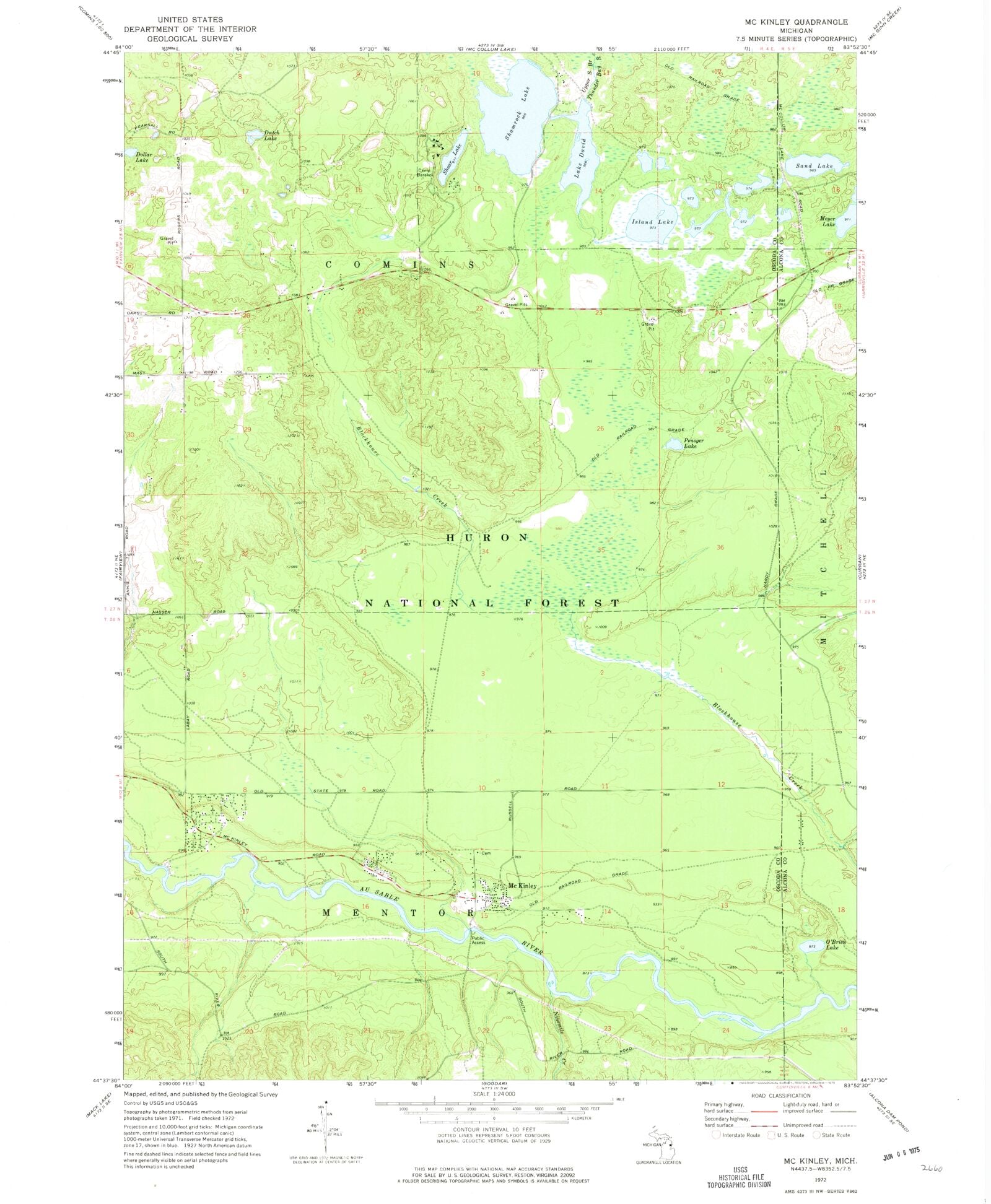 Classic USGS McKinley Michigan 7.5'x7.5' Topo Map – MyTopo Map Store