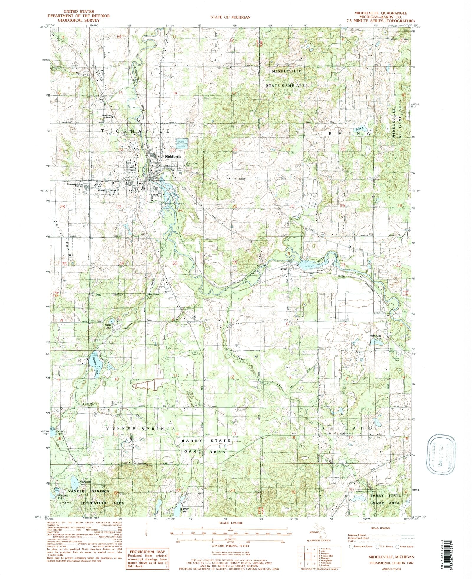 Classic USGS Middleville Michigan 7.5'x7.5' Topo Map – MyTopo Map Store