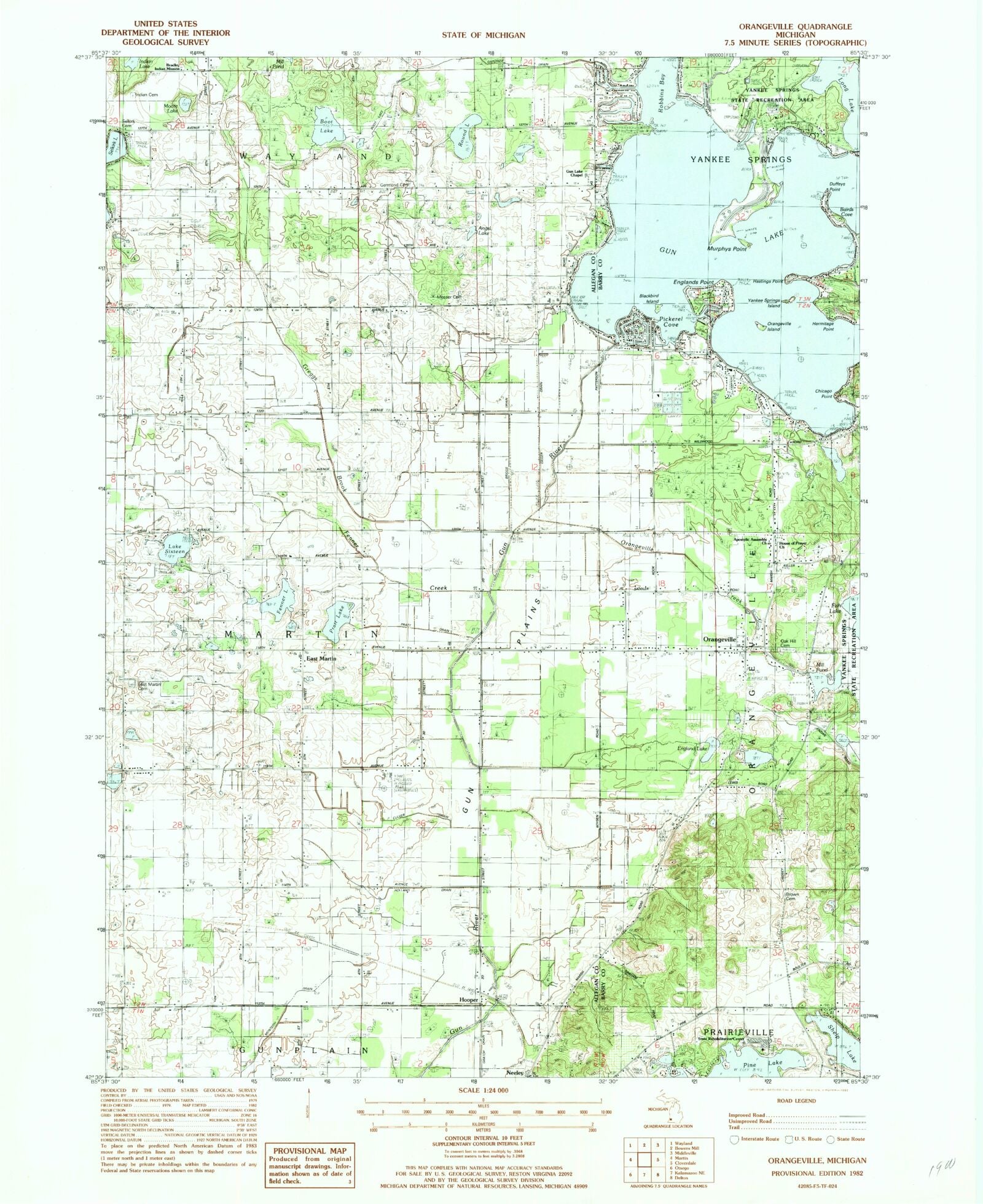 Classic USGS Orangeville Michigan 7.5'x7.5' Topo Map – MyTopo Map Store