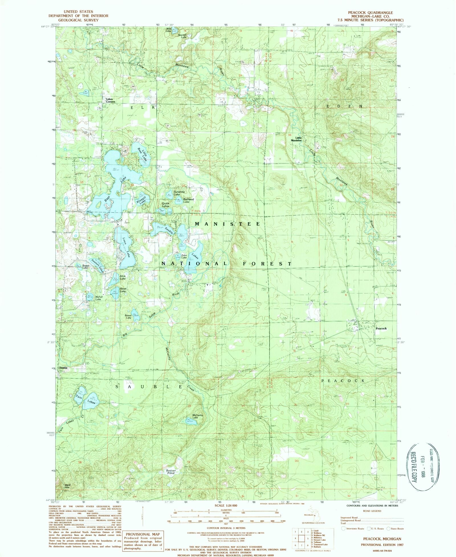 Classic USGS Peacock Michigan 7.5'x7.5' Topo Map – MyTopo Map Store