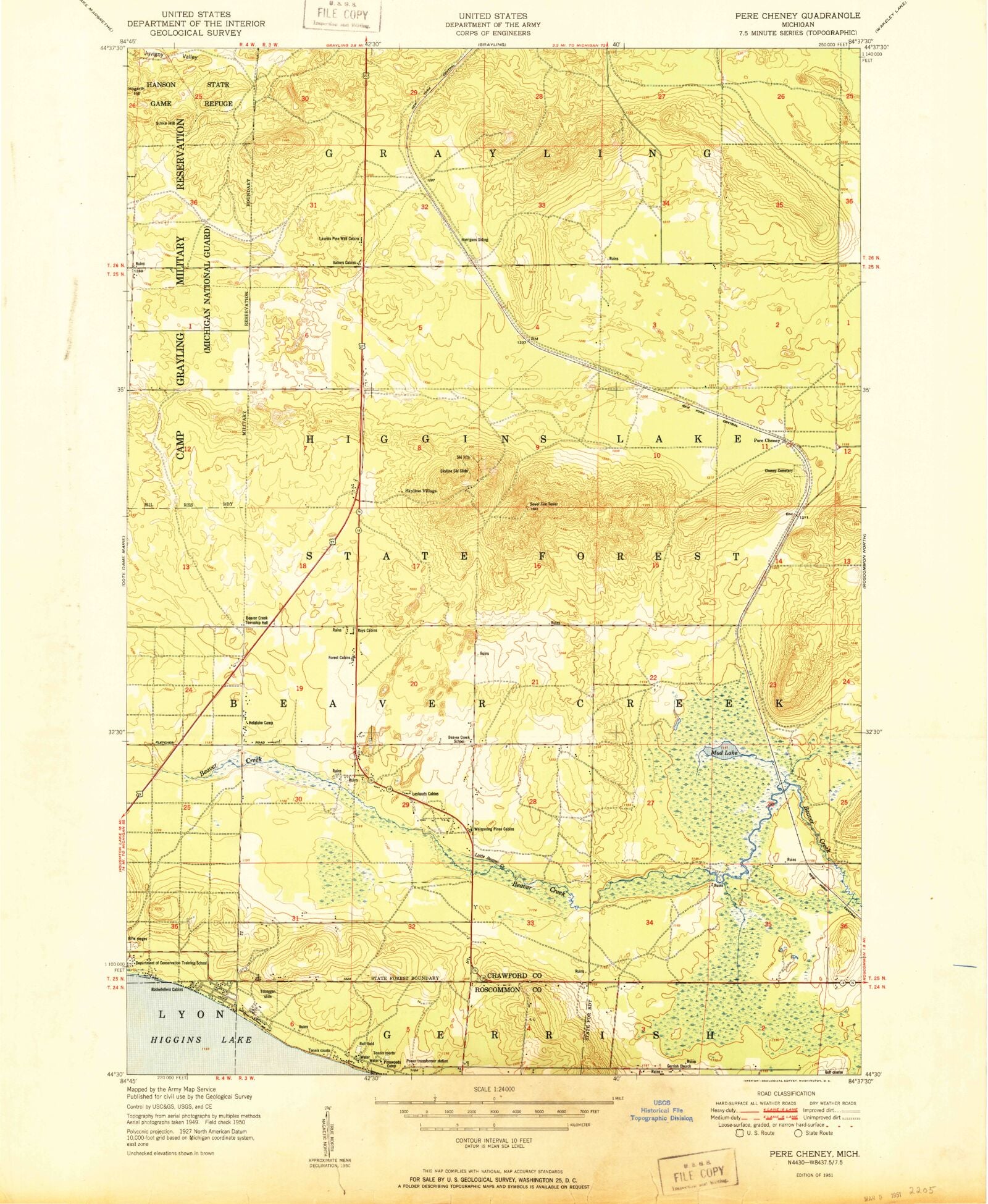 Classic USGS Pere Cheney Michigan 7.5'x7.5' Topo Map – MyTopo Map Store