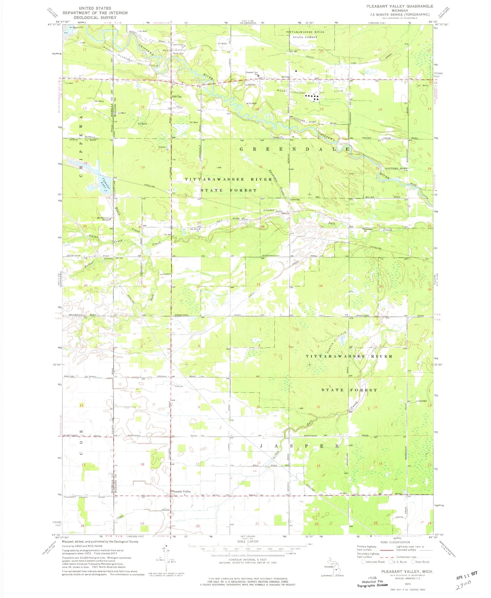 Classic USGS Pleasant Valley Michigan 7.5'x7.5' Topo Map – MyTopo Map Store
