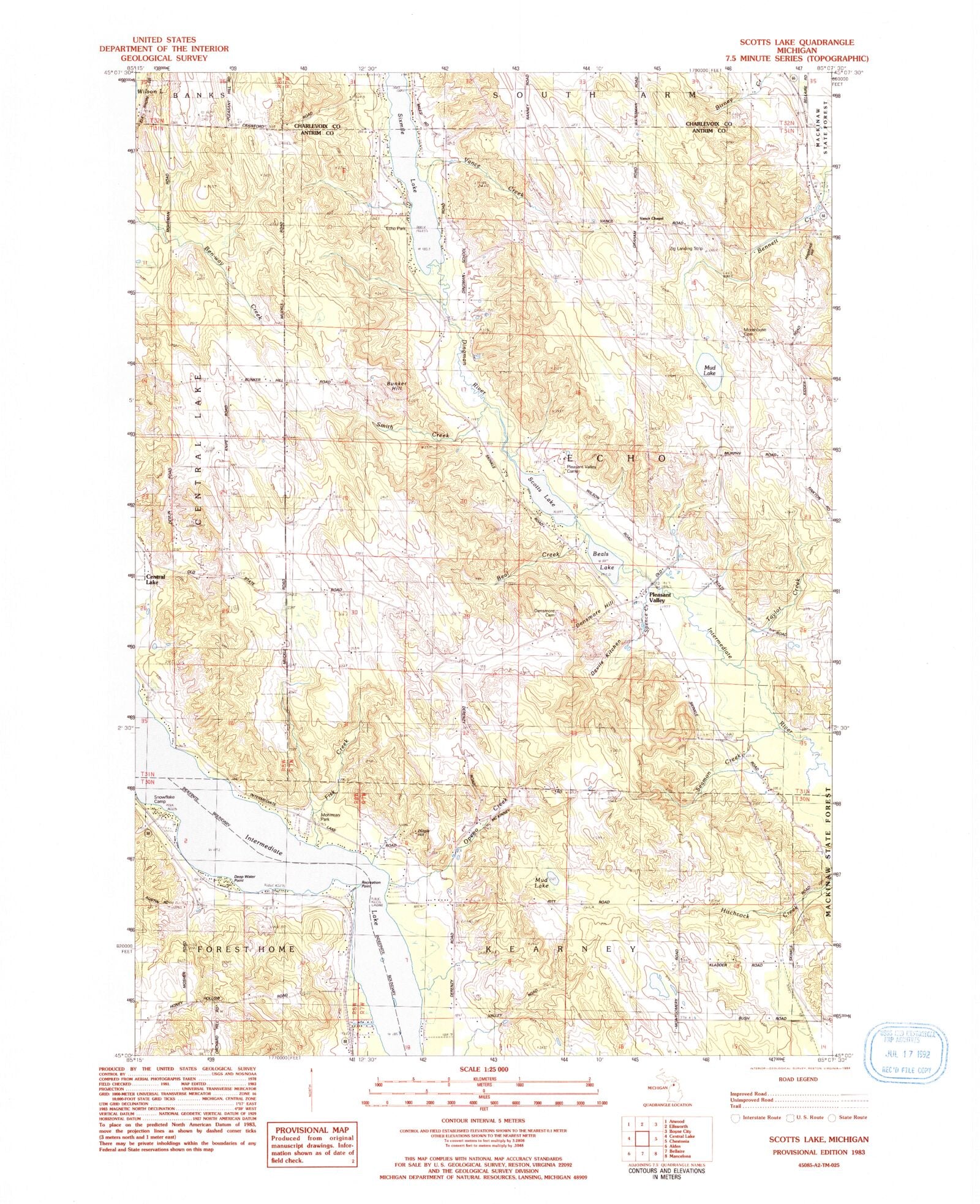Classic USGS Scotts Lake Michigan 7.5'x7.5' Topo Map – MyTopo Map Store