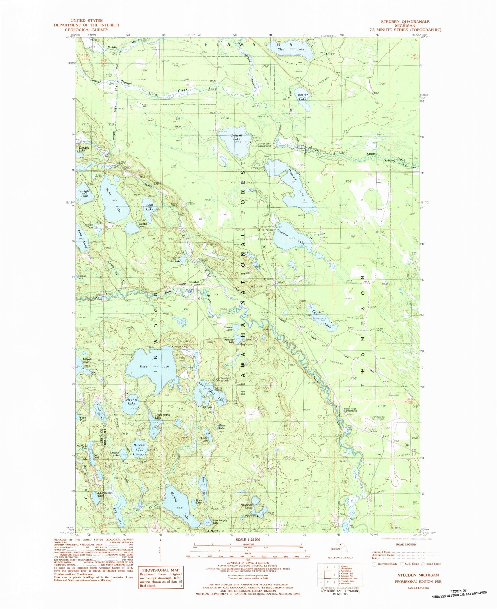 Classic USGS Steuben Michigan 7.5'x7.5' Topo Map – MyTopo Map Store