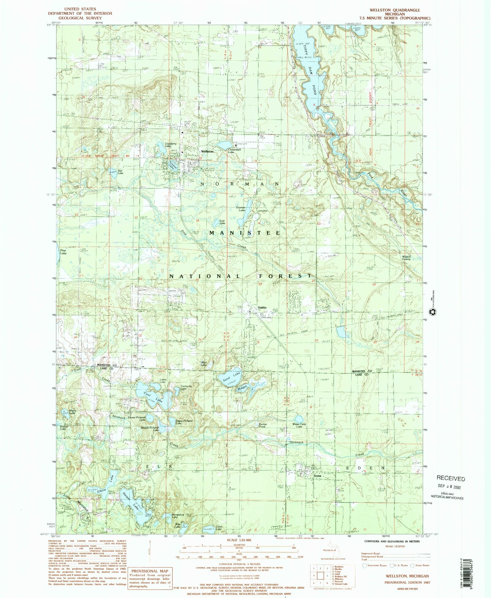 Classic USGS Wellston Michigan 7.5'x7.5' Topo Map – MyTopo Map Store