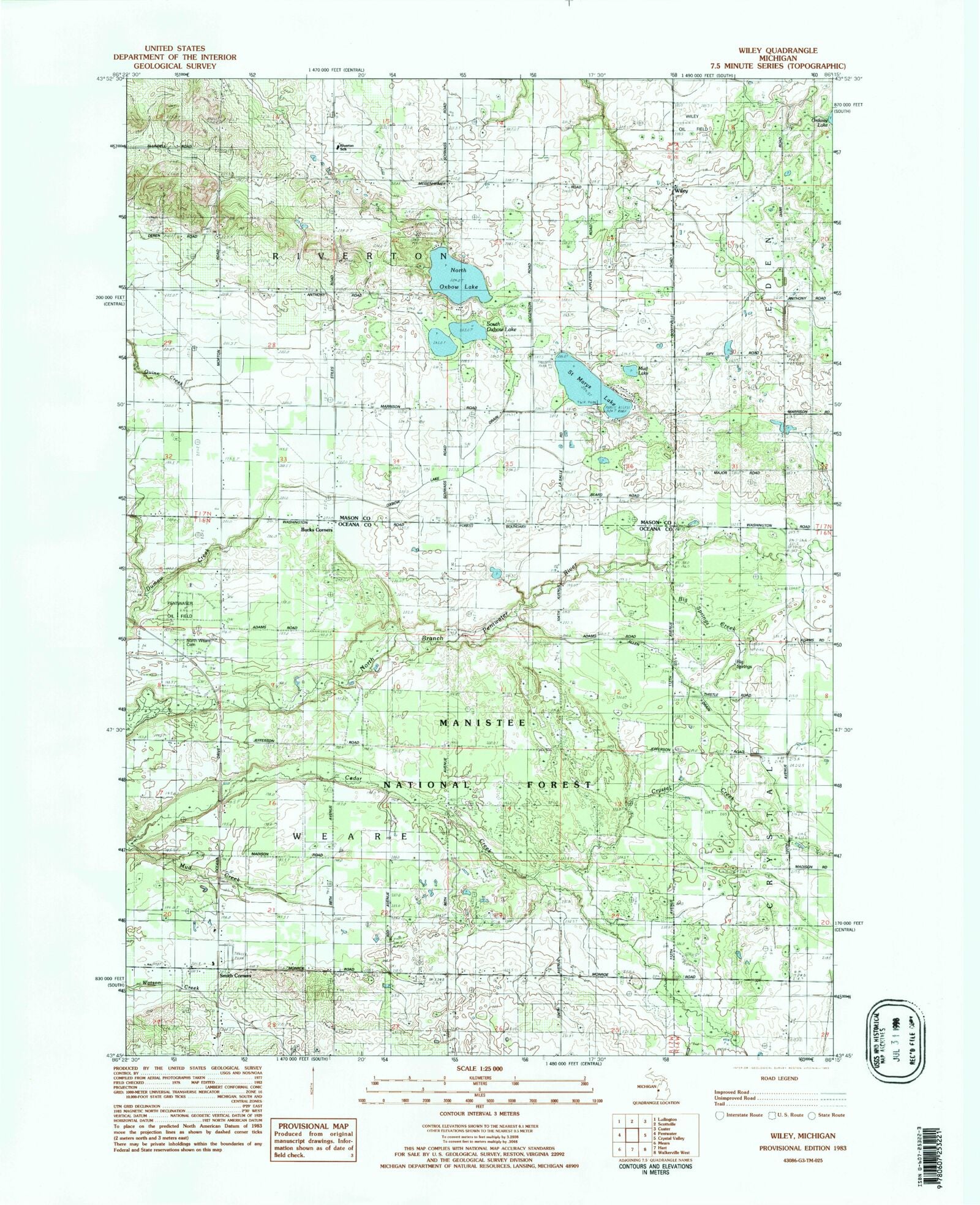 Classic USGS Wiley Michigan 7.5'x7.5' Topo Map – MyTopo Map Store
