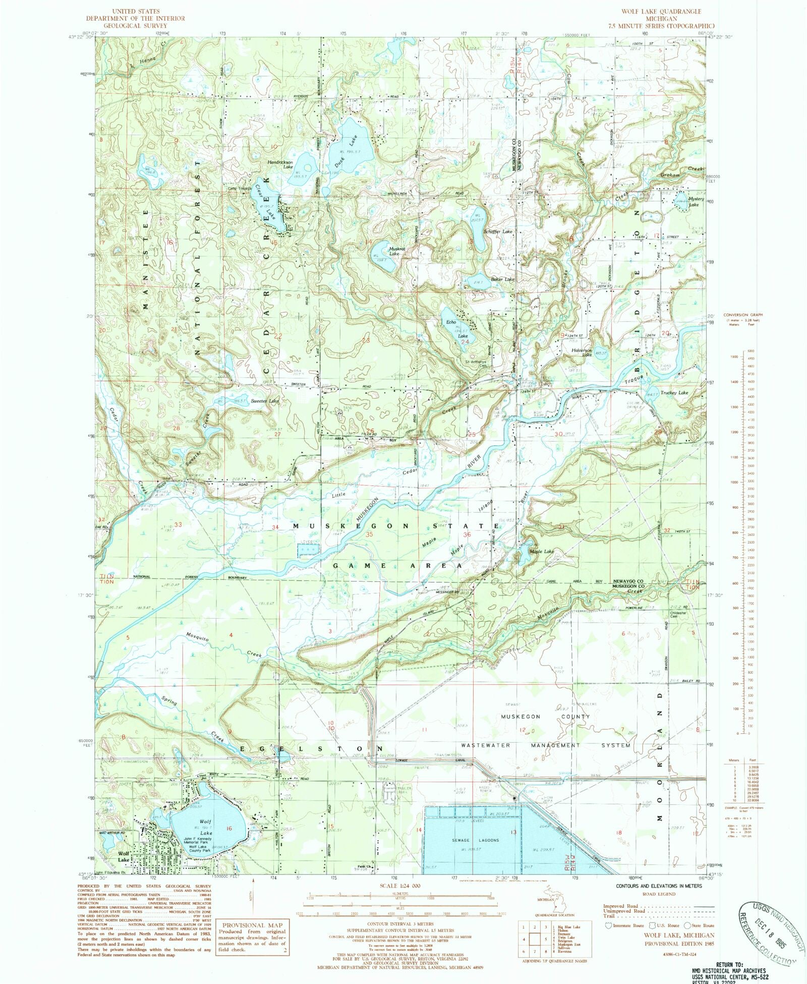 Classic USGS Wolf Lake Michigan 7.5'x7.5' Topo Map – MyTopo Map Store