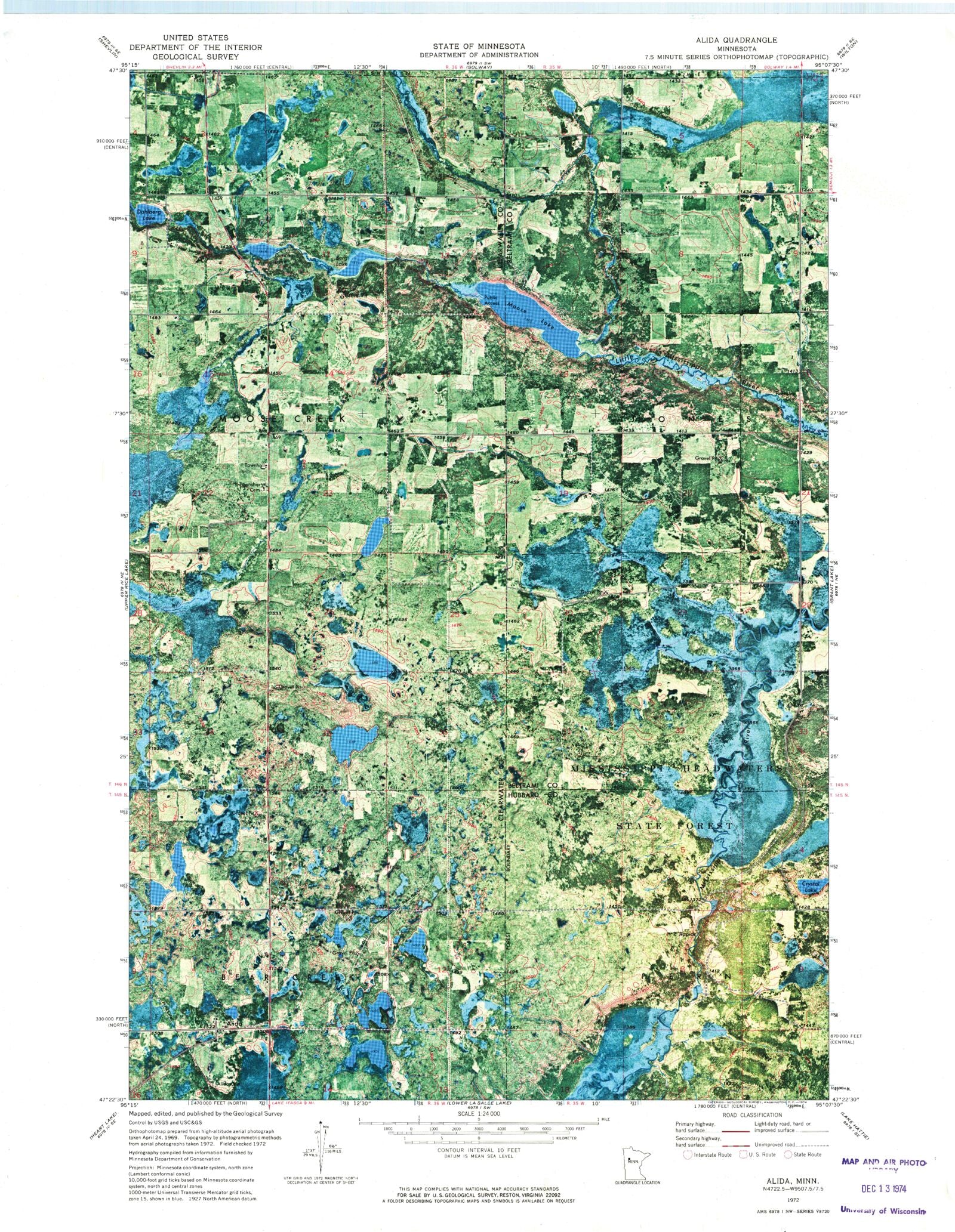 Classic USGS Alida Minnesota 7.5'x7.5' Topo Map – MyTopo Map Store