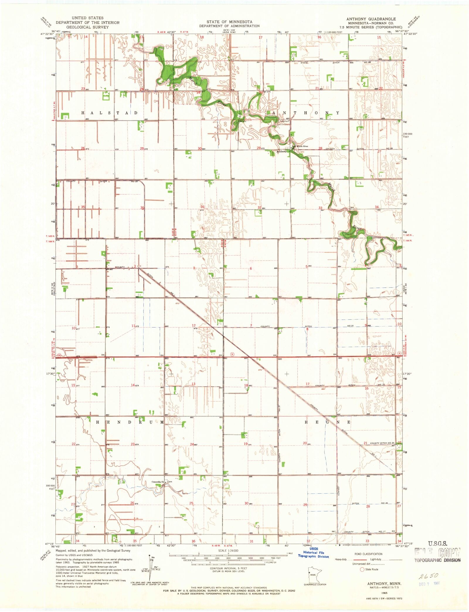 Classic USGS Anthony Minnesota 7.5'x7.5' Topo Map – MyTopo Map Store