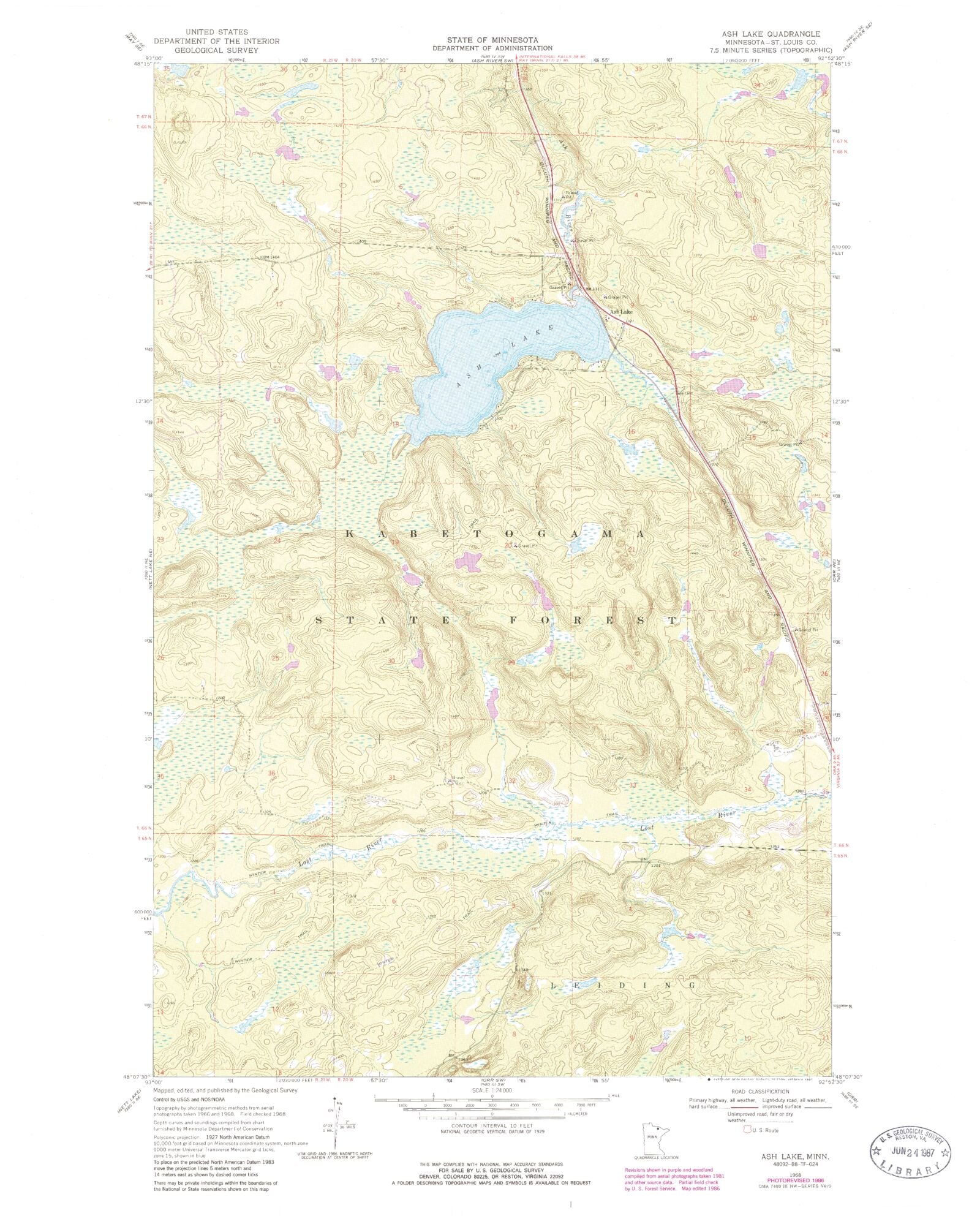 Classic USGS Ash Lake Minnesota 7.5'x7.5' Topo Map – MyTopo Map Store