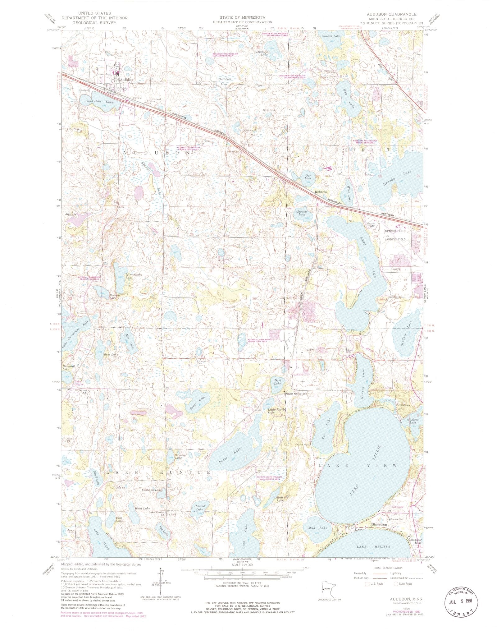 Classic USGS Audubon Minnesota 7.5'x7.5' Topo Map – MyTopo Map Store