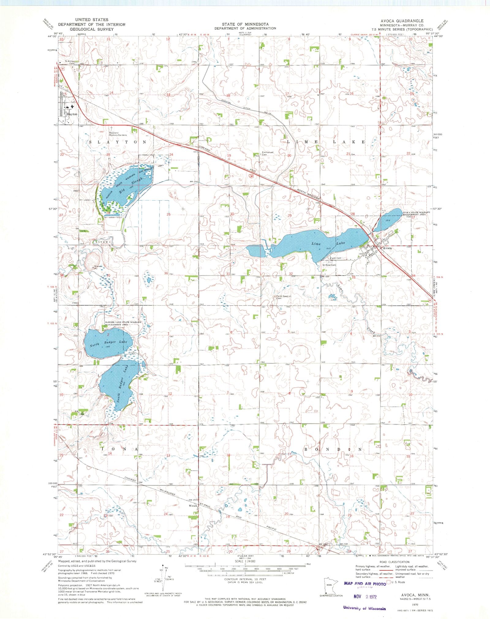 Classic USGS Avoca Minnesota 7.5'x7.5' Topo Map – MyTopo Map Store