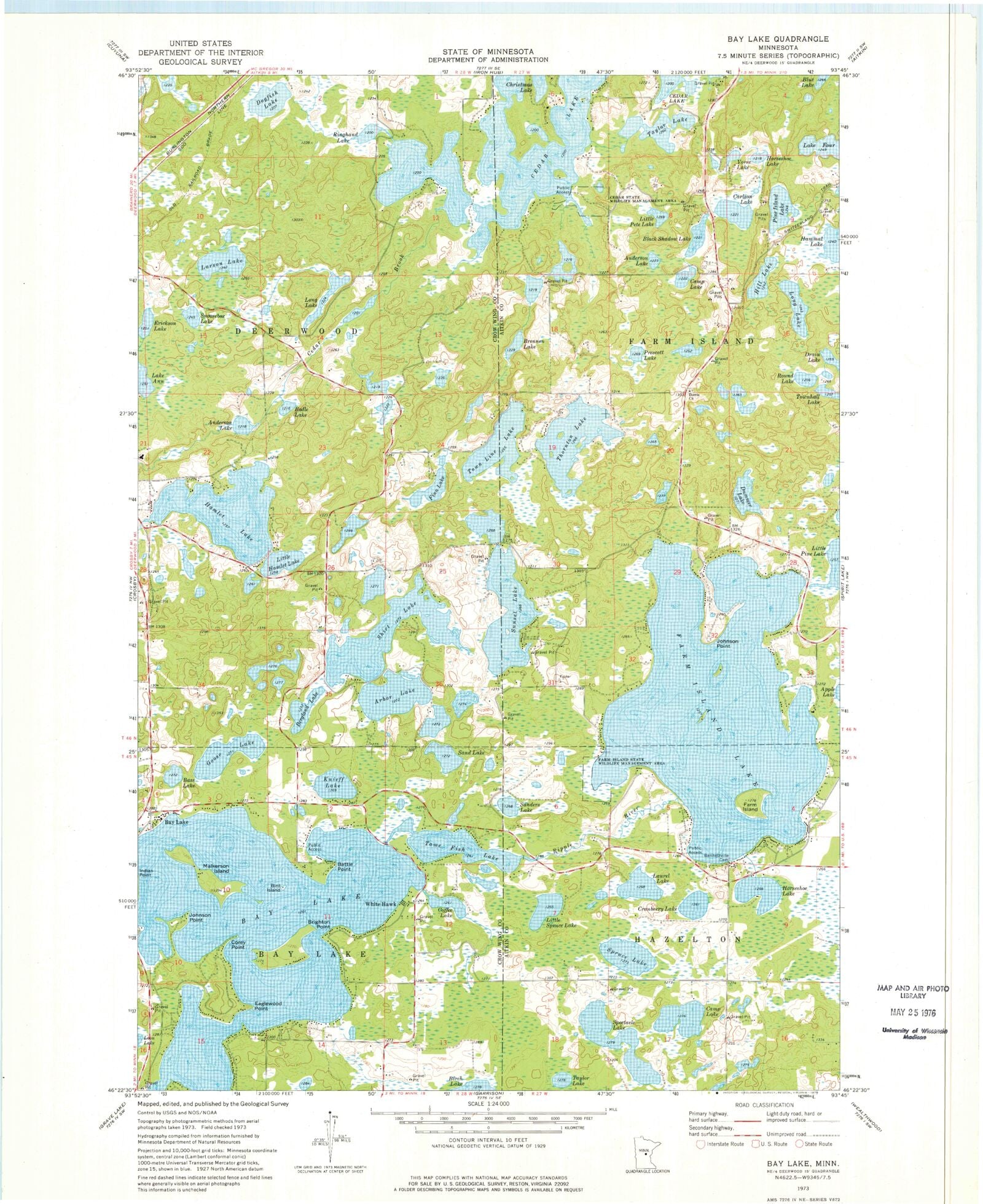 Classic USGS Bay Lake Minnesota 7.5'x7.5' Topo Map – MyTopo Map Store