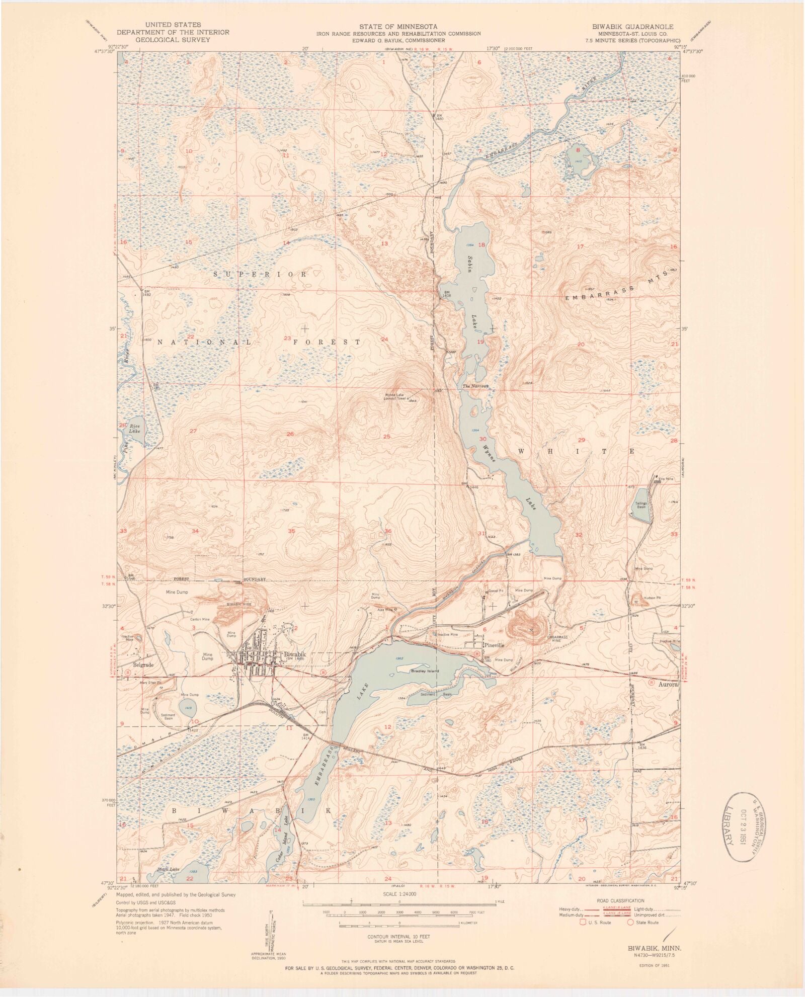 Classic USGS Biwabik Minnesota 7.5'x7.5' Topo Map – MyTopo Map Store