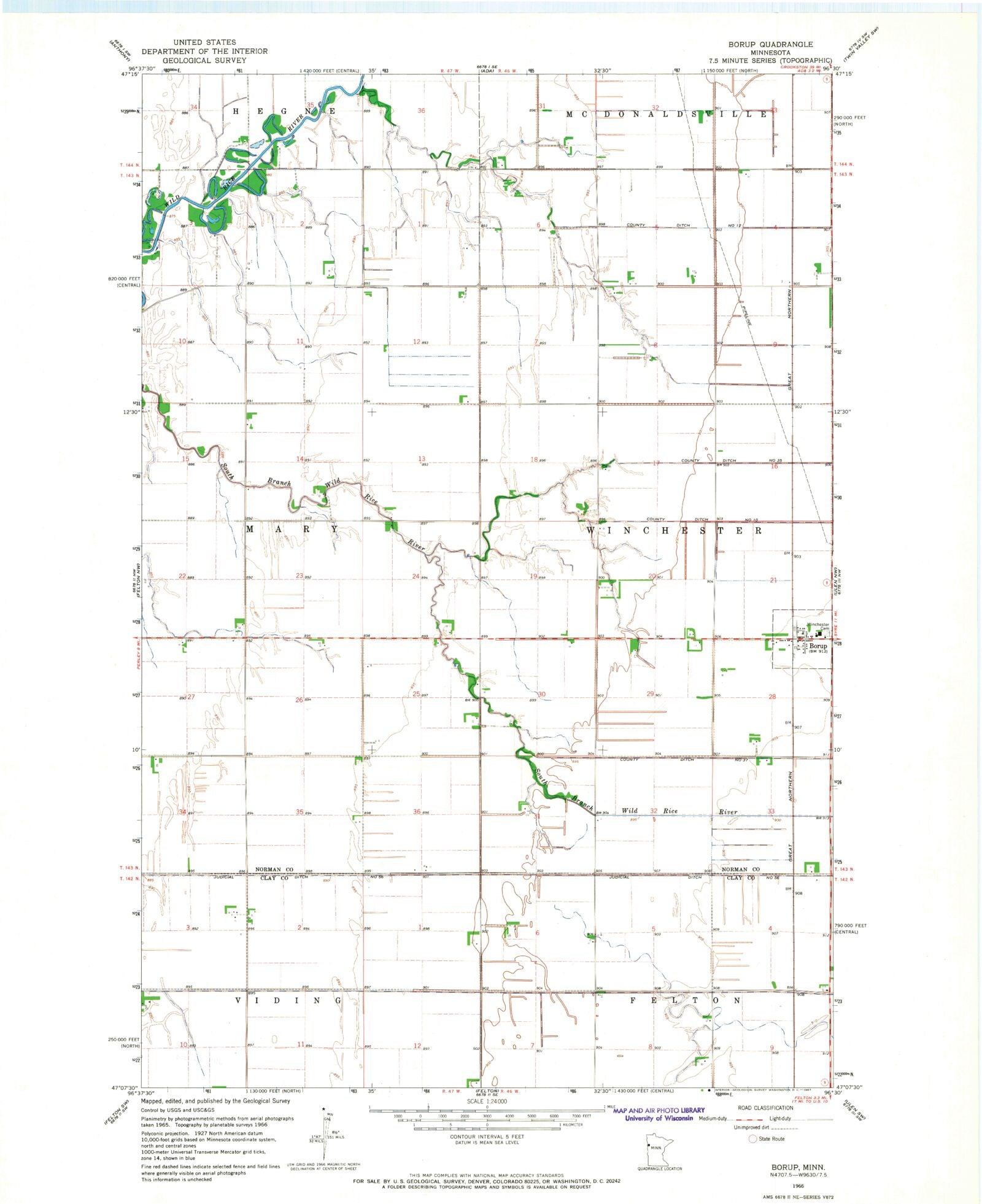 Classic USGS Borup Minnesota 7.5'x7.5' Topo Map – MyTopo Map Store