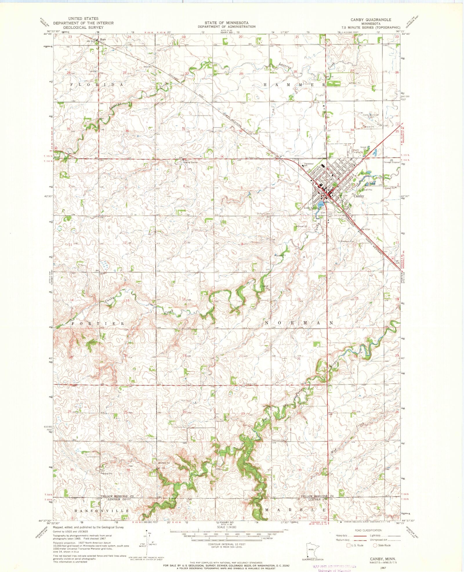 Classic USGS Canby Minnesota 7.5'x7.5' Topo Map – MyTopo Map Store