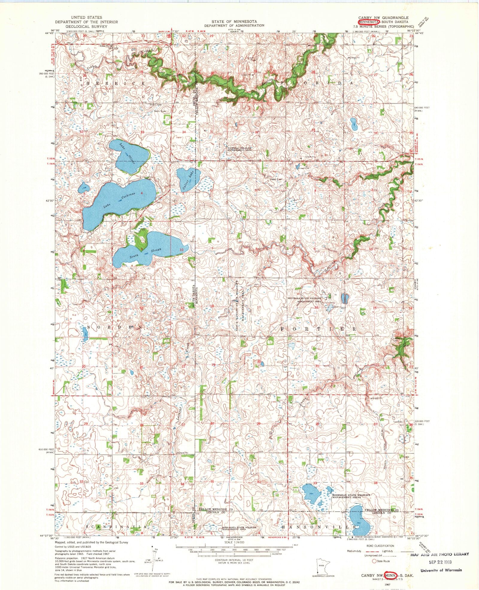 Classic USGS Canby NW Minnesota 7.5'x7.5' Topo Map – MyTopo Map Store