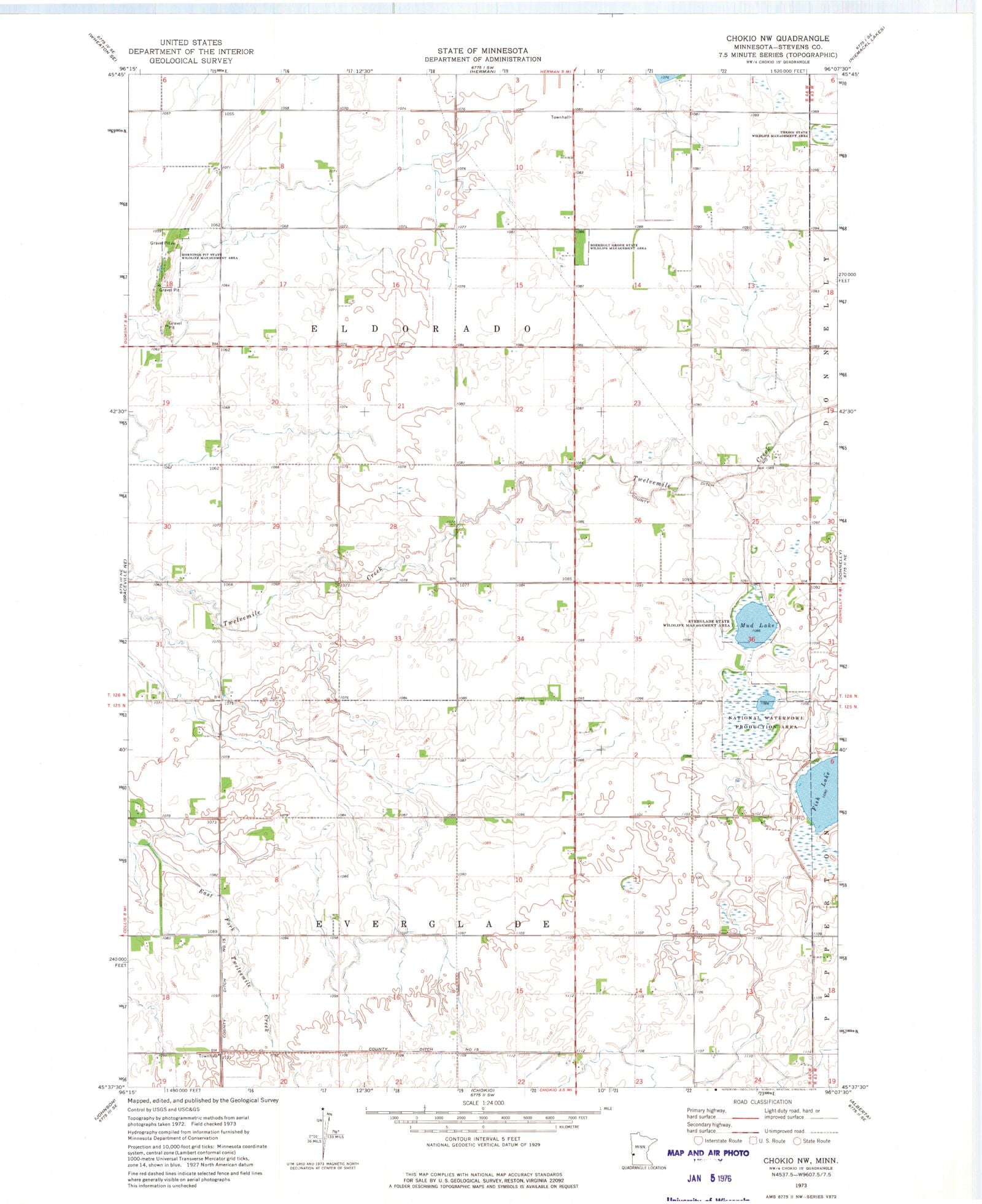 Classic USGS Chokio NW Minnesota 7.5'x7.5' Topo Map – MyTopo Map Store