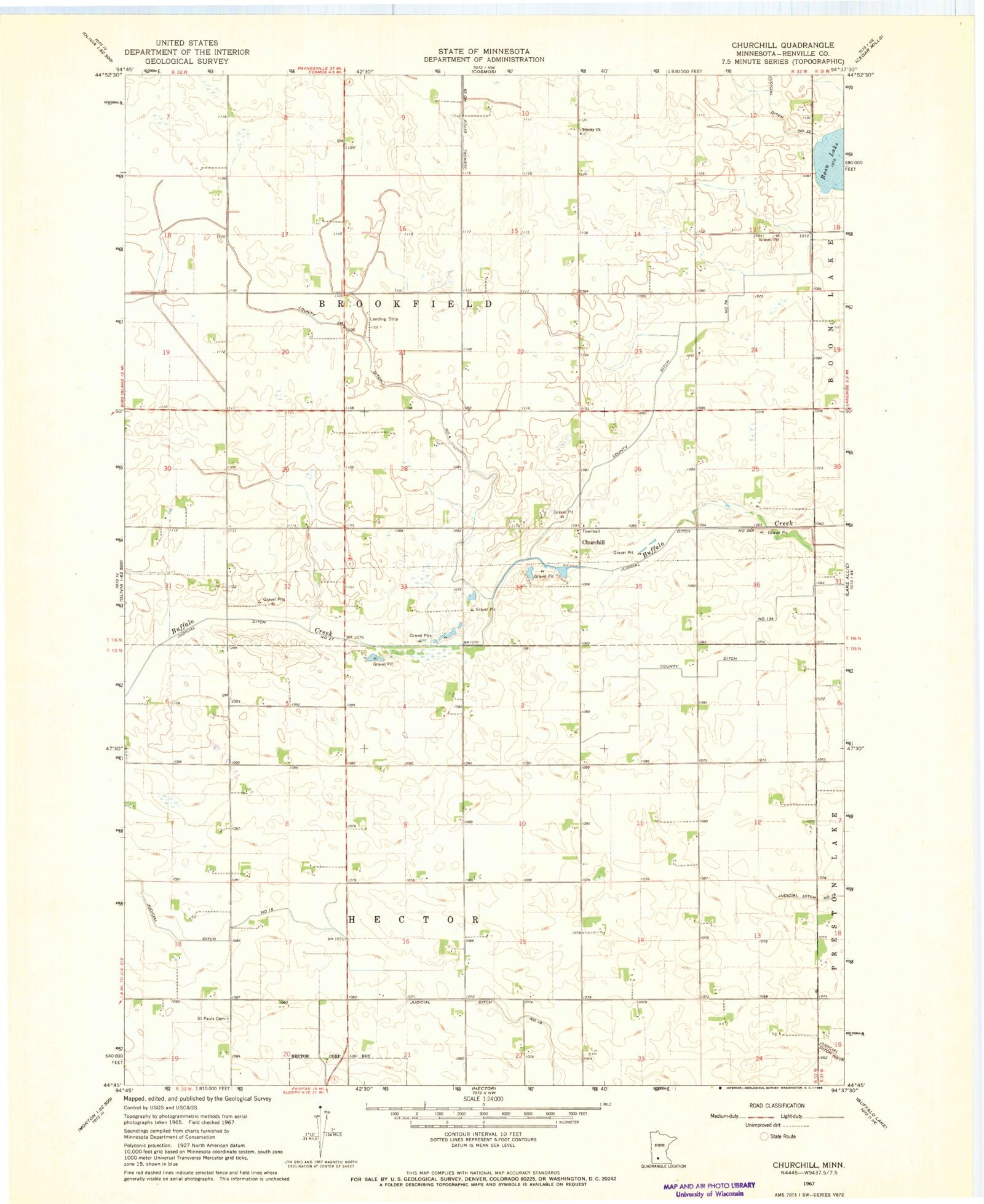 Classic USGS Churchill Minnesota 7.5'x7.5' Topo Map – MyTopo Map Store