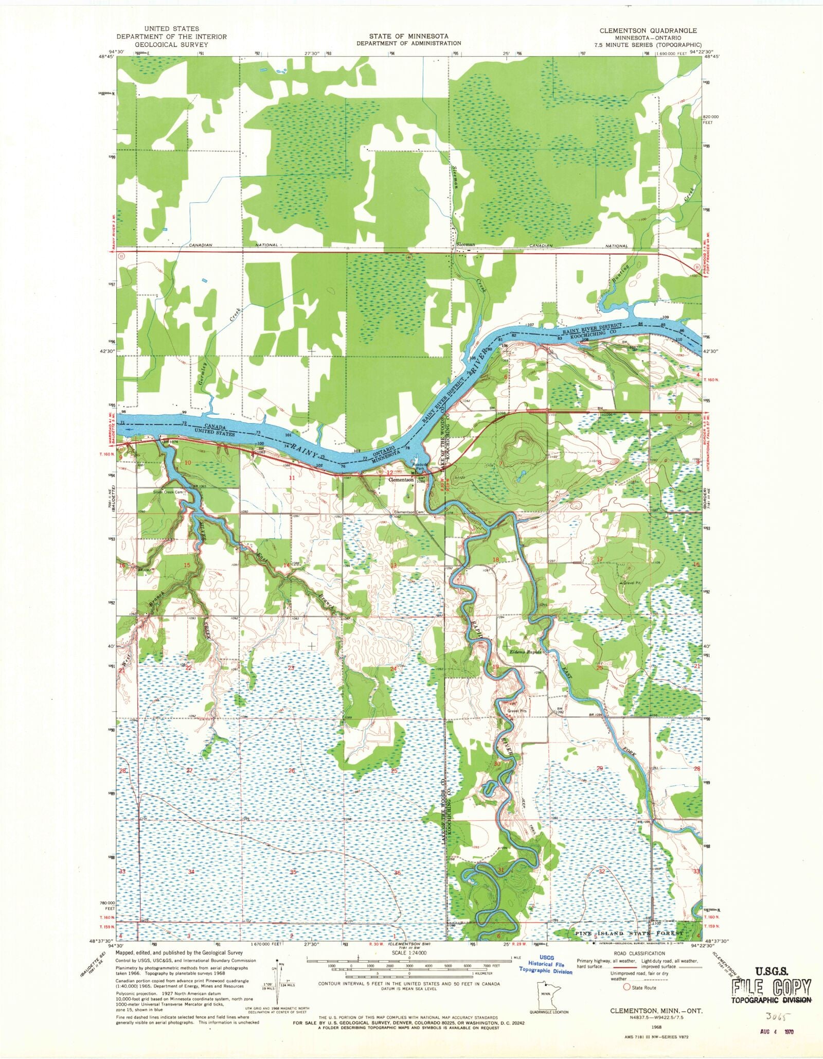 Classic USGS Clementson Minnesota 7.5'x7.5' Topo Map – MyTopo Map Store