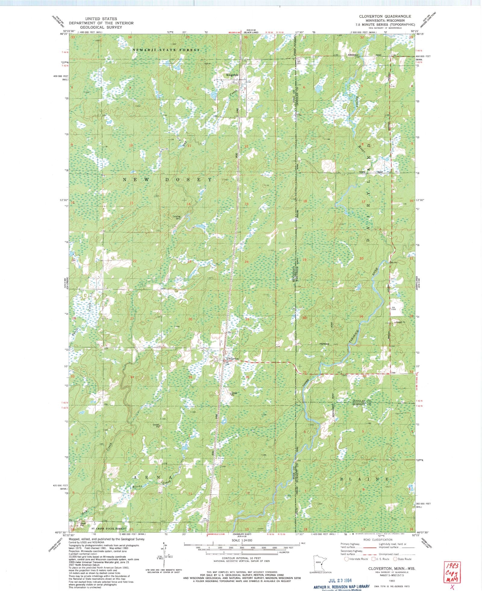 Classic USGS Cloverton Minnesota 7.5'x7.5' Topo Map – MyTopo Map Store