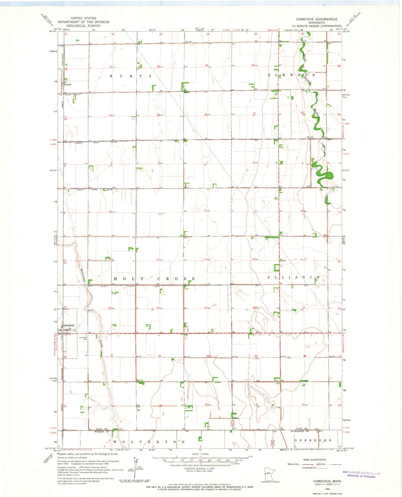 Classic USGS Comstock Lake Minnesota 7.5'x7.5' Topo Map – MyTopo Map Store