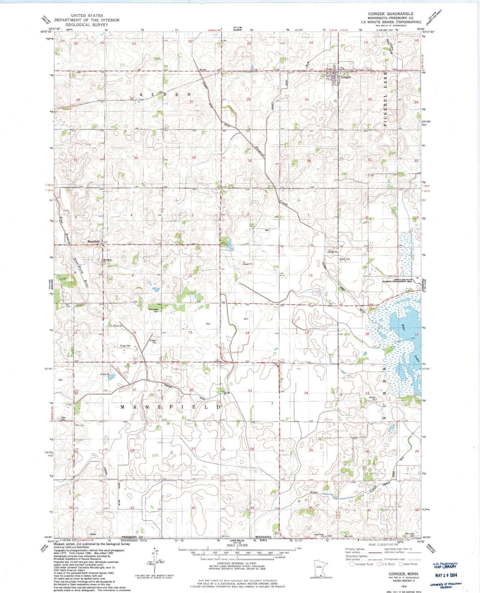 Classic USGS Conger Minnesota 7.5'x7.5' Topo Map – MyTopo Map Store