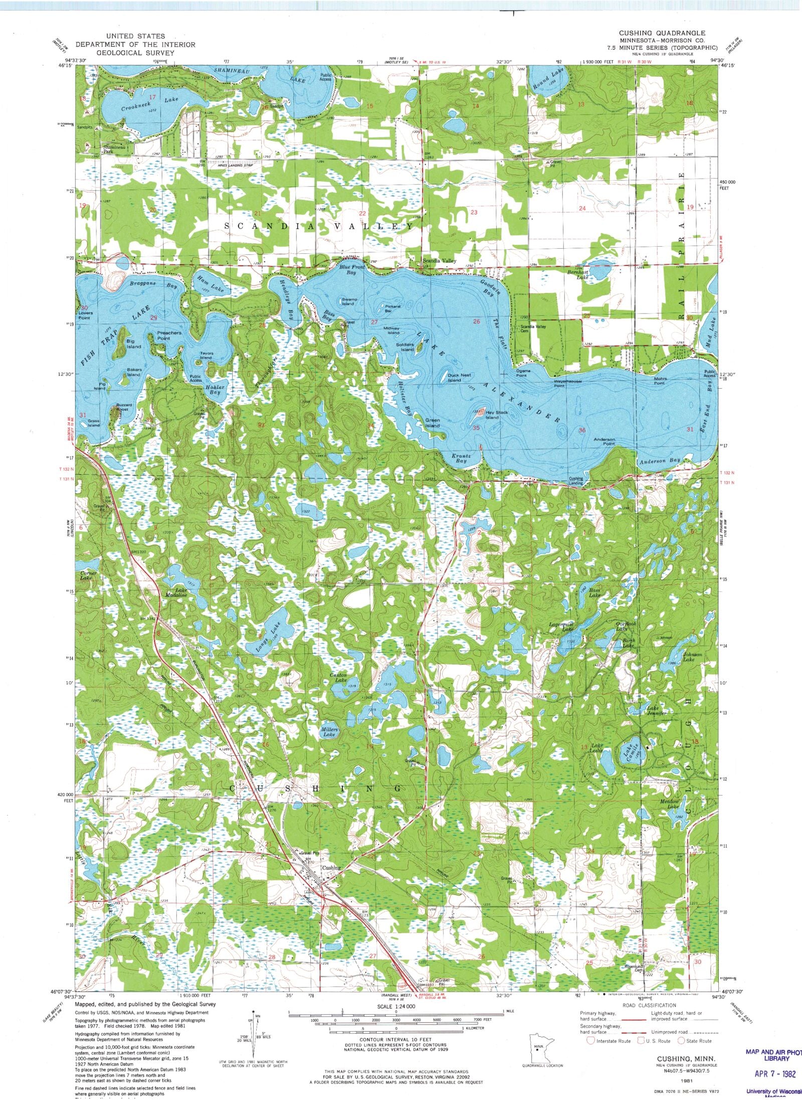 Classic USGS Cushing Minnesota 7.5'x7.5' Topo Map – MyTopo Map Store