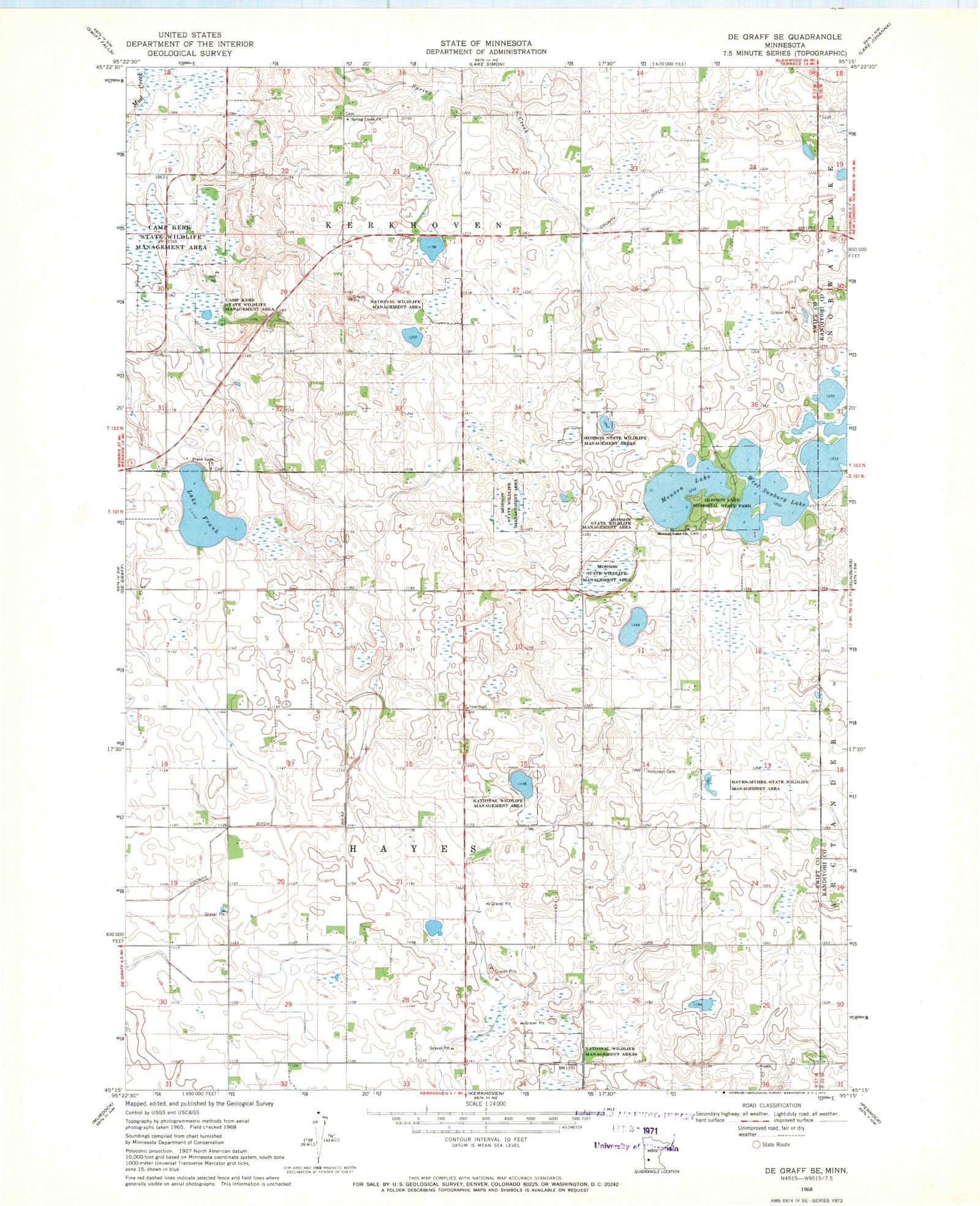 Classic USGS De Graff SE Minnesota 7.5'x7.5' Topo Map – MyTopo Map Store