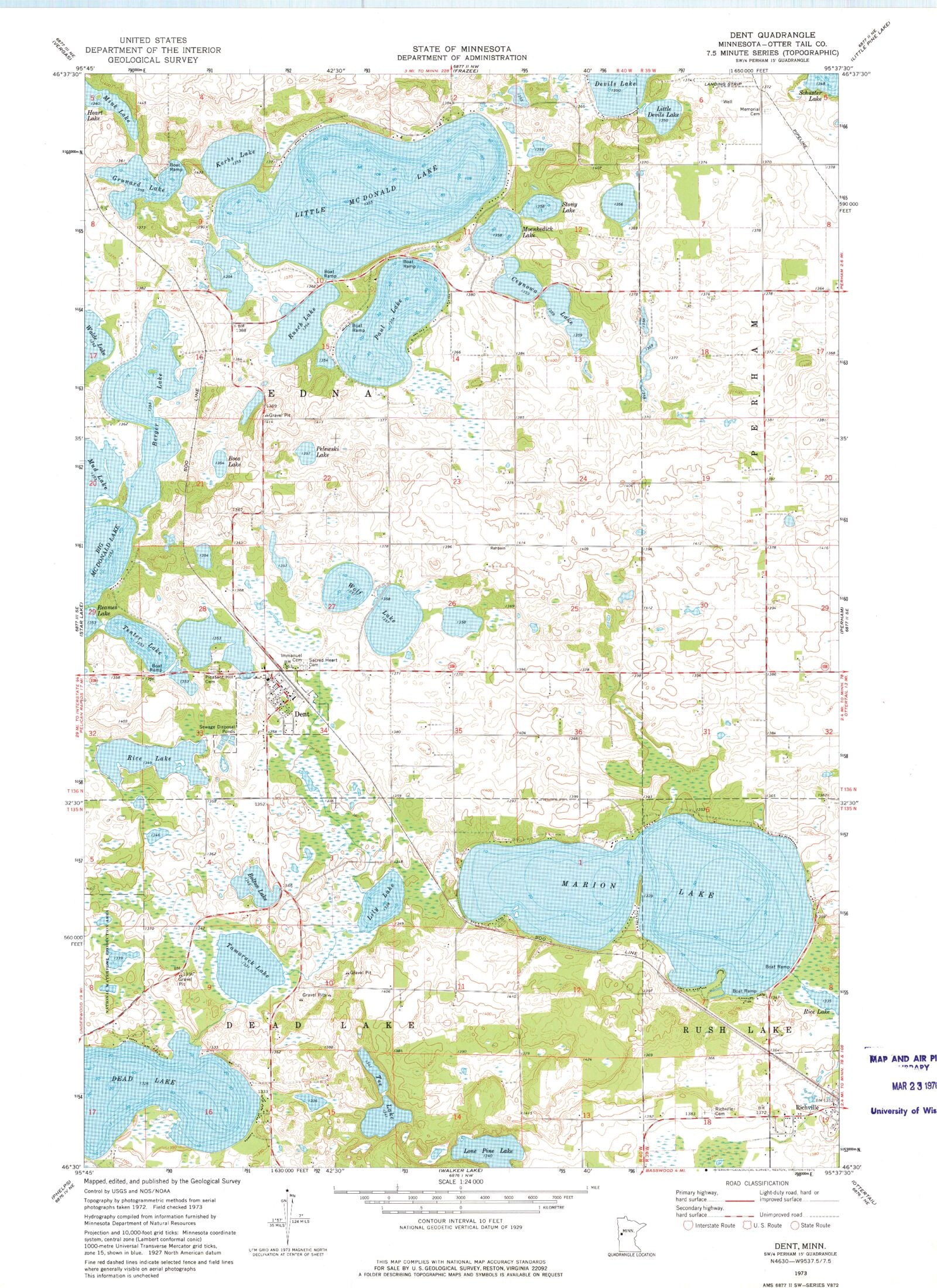 Classic USGS Dent Minnesota 7.5'x7.5' Topo Map – MyTopo Map Store